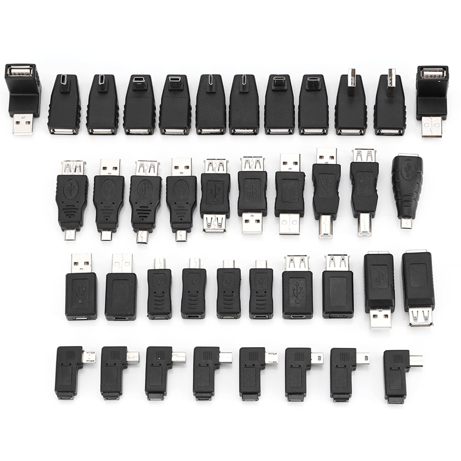 Set of 40 Assorted USB2.0 Adapters Angled Mini Micro Type B Male Female ...