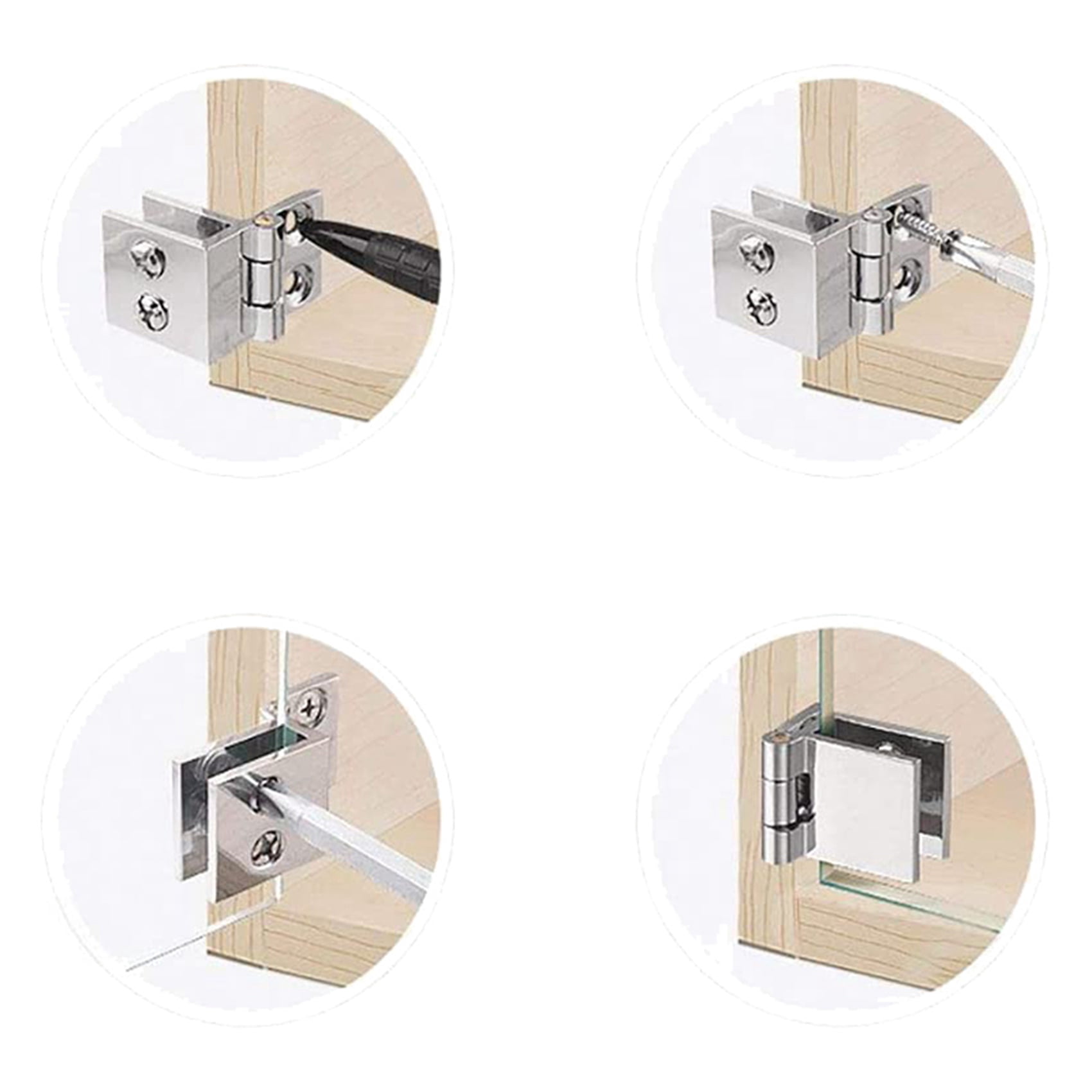 Set of 40 Glass Door Hinges, 5mm-8mm Adjustable Rectangle Clamp Single ...