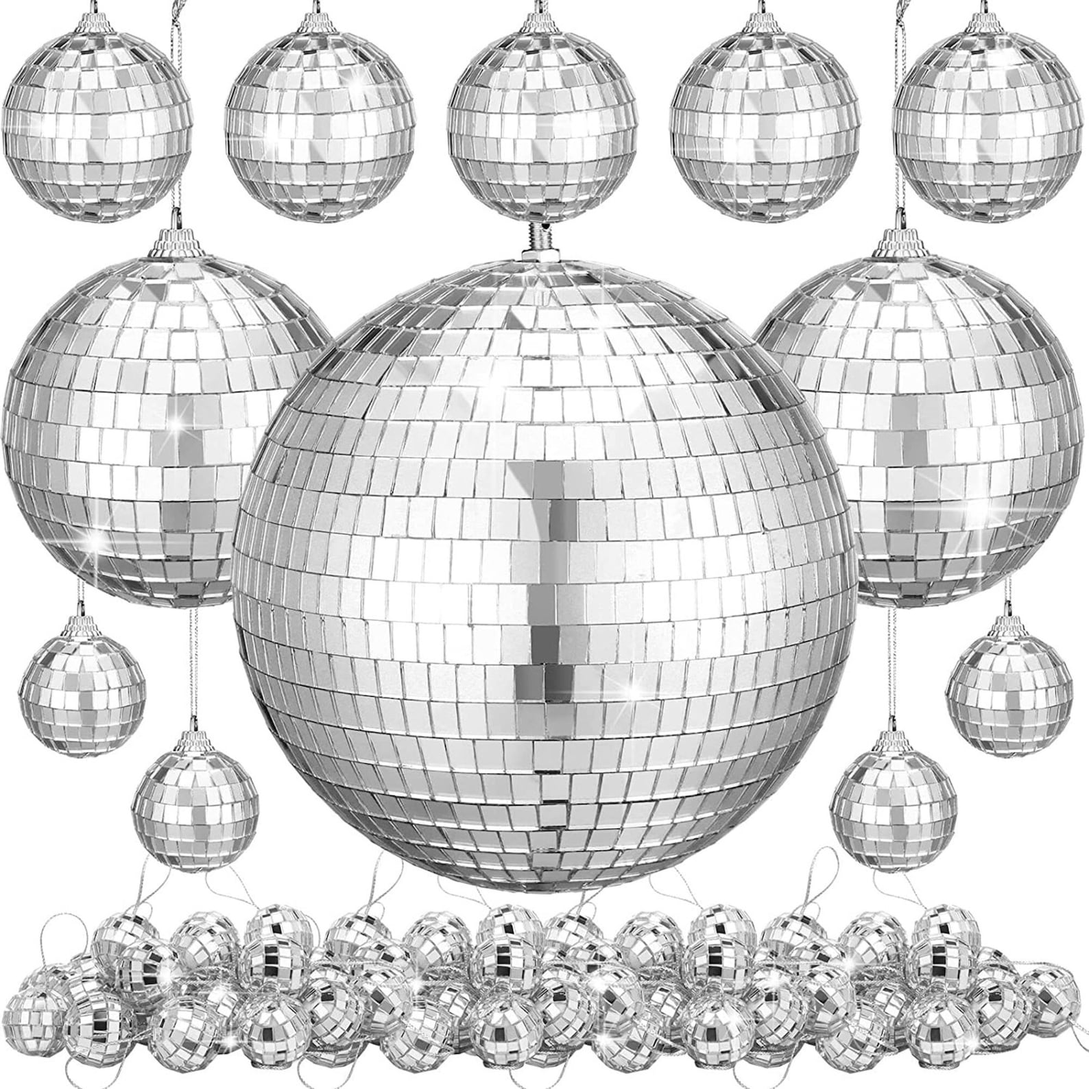 Set of 40 Mirror Silver Disco Ball Decor Disco Cowgirl Last Disco ...