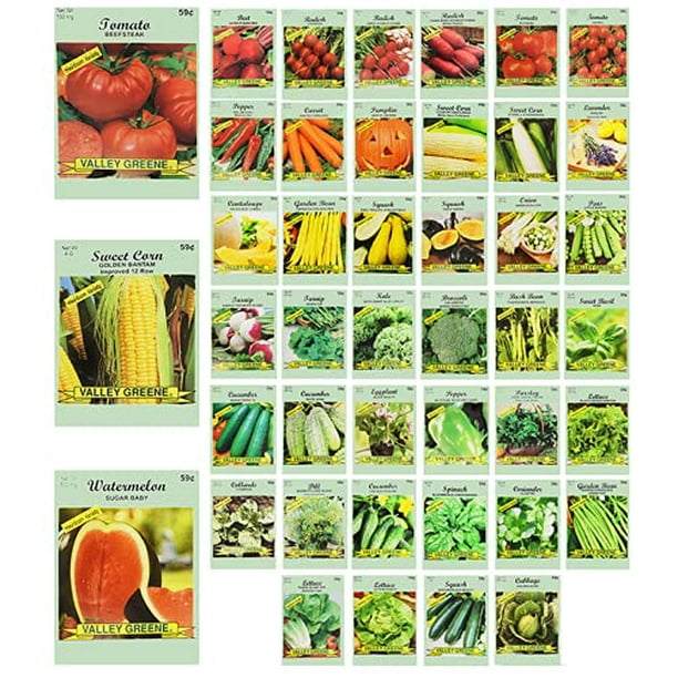 Set of 43 Assorted Vegetable & Herb Seeds - Create a Deluxe Garden All ...