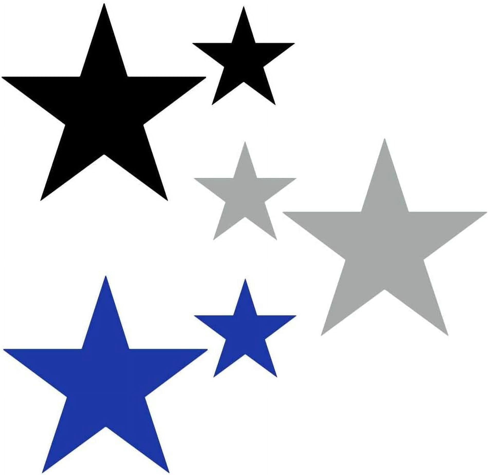 Set of 45 Stars Vinyl Wall Stickers Decals - 2 & 4 inch (Black/Metallic ...