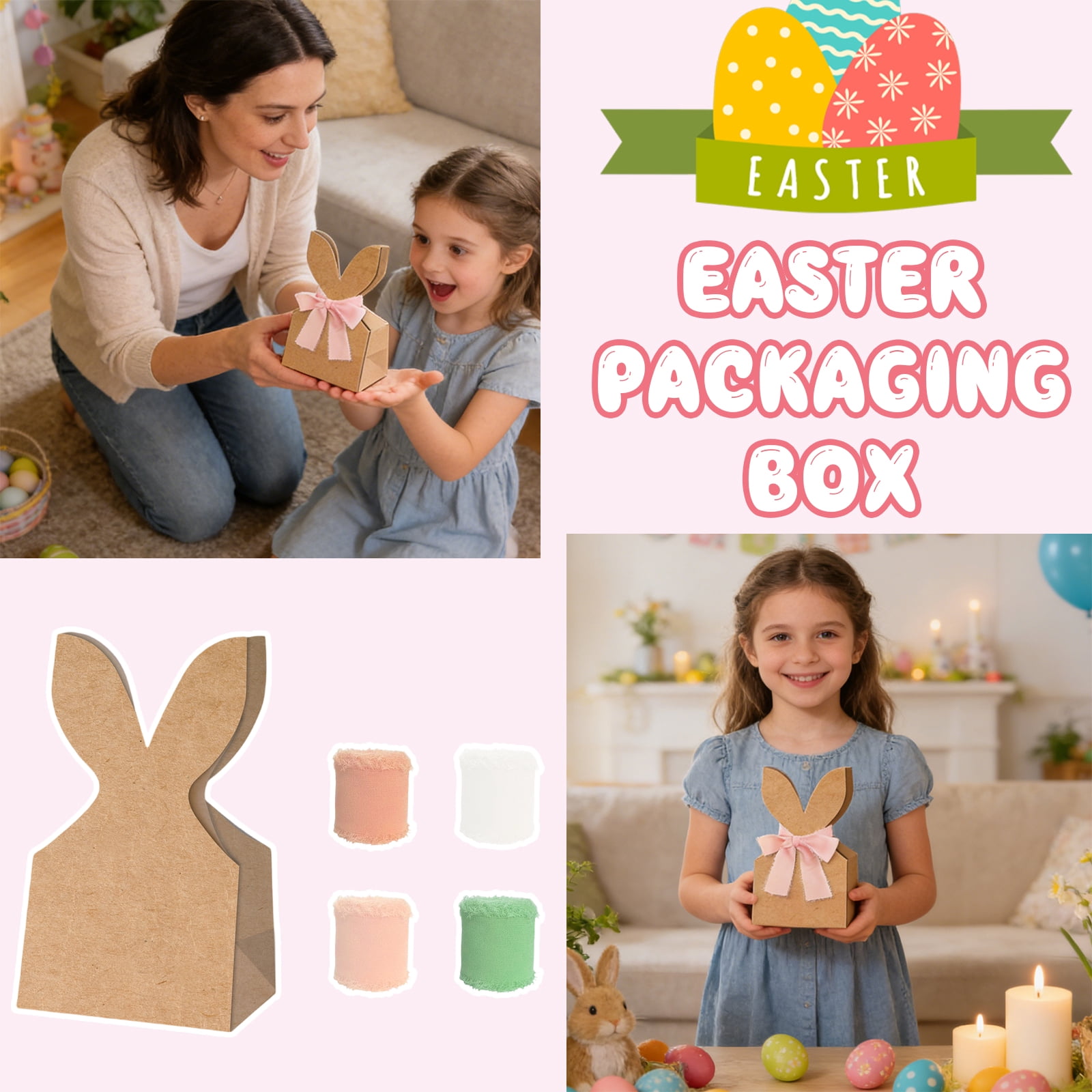 Set of 48 Bunny Rabbit Shaped Cardboard Gift Boxes for Party Favor ...