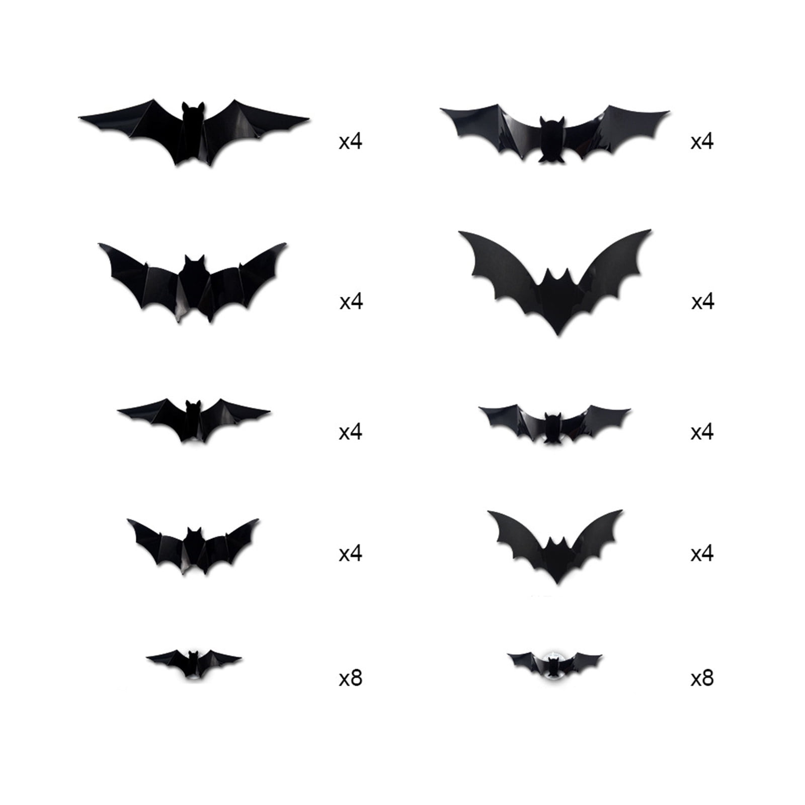 Set of 48 Halloween Bats Wall Decor – Lighted LED Bat Stickers Mix Size ...
