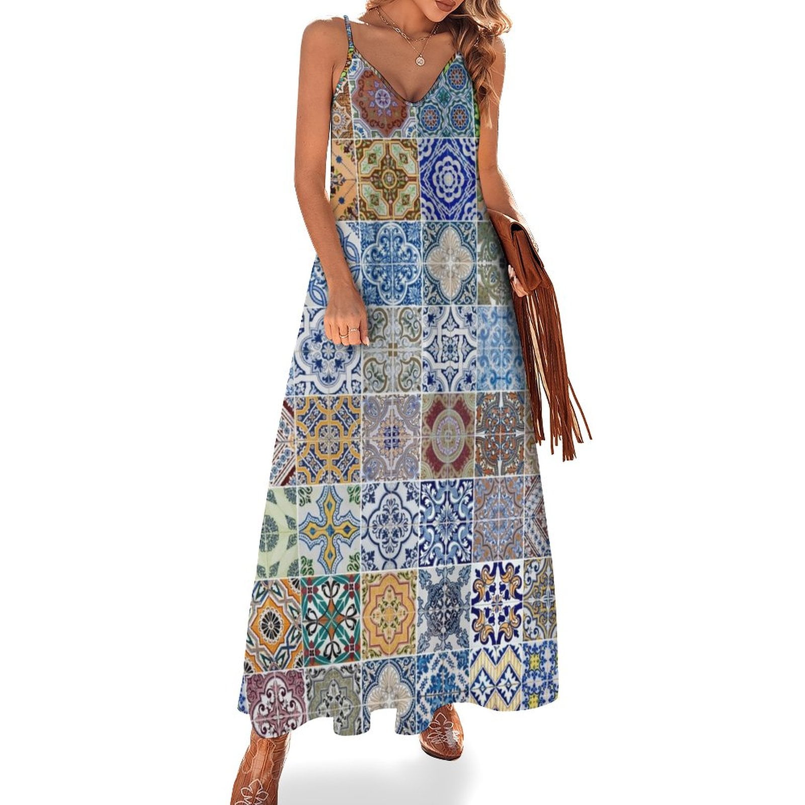 Set of 48 ceramic tiles patterns Sleeveless Dress women's evening ...