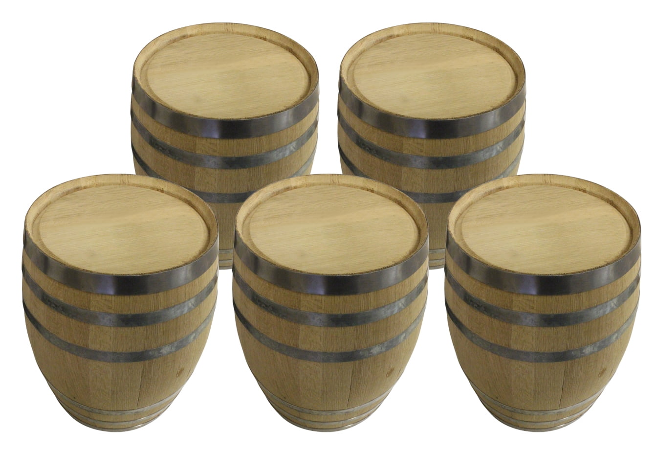 (Set of 5) - 5 Gallon New White Oak Barrel For Aging Whiskey, Bourbon ...