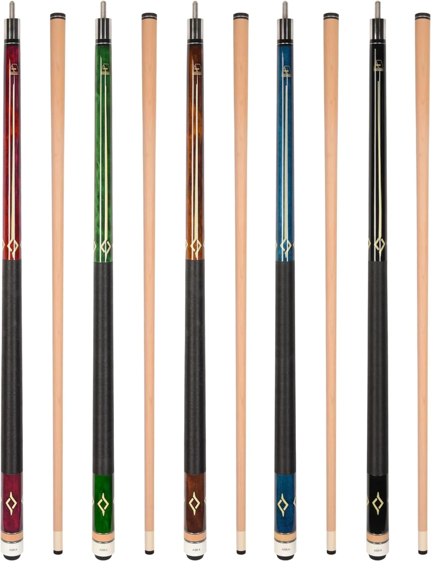 Set of 5 ASKA L7 Billiard Pool Cues, Hard Rock Canadian Maple, Mixed ...