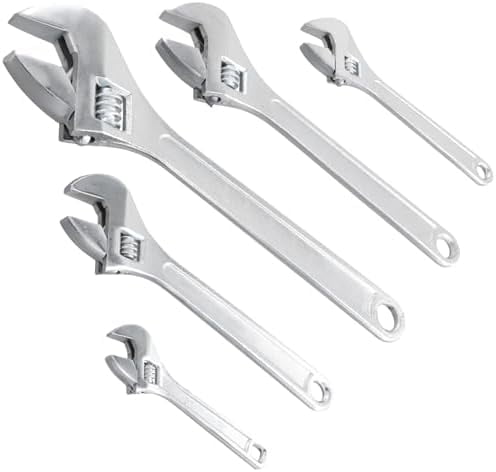 Set of 5 Adjustable Wrench, 6 8 10 12 15 Inch Heavy Duty Crescent ...