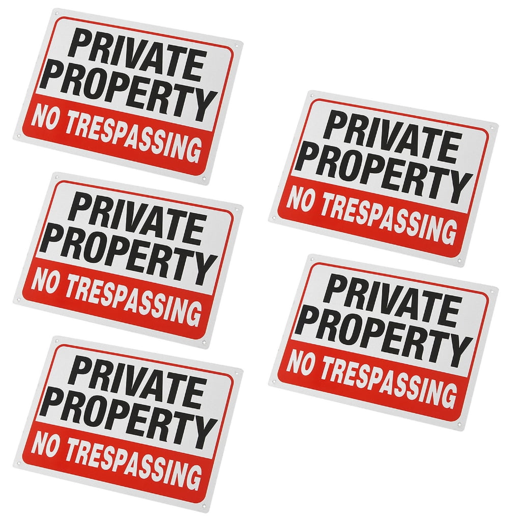 Set of 5 Aluminum No Trespassing Yard Sign for Home Security Property ...