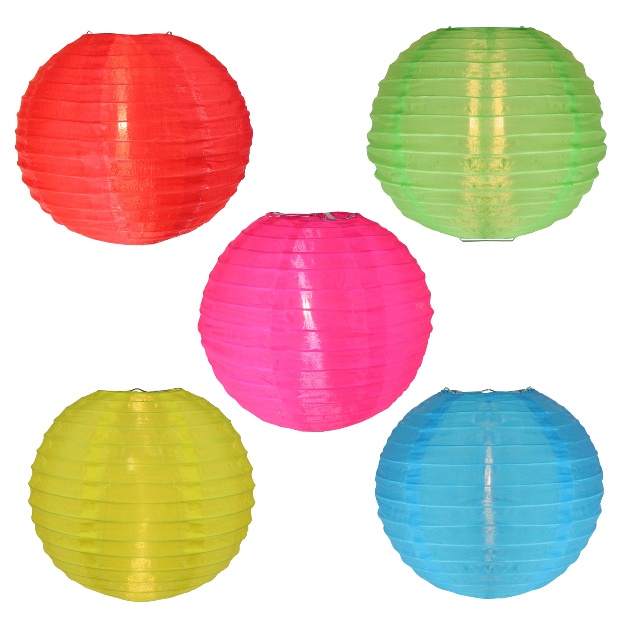 Set of 5 Asian Fusion Colorful Chinese Lantern Garden Patio Lights ...