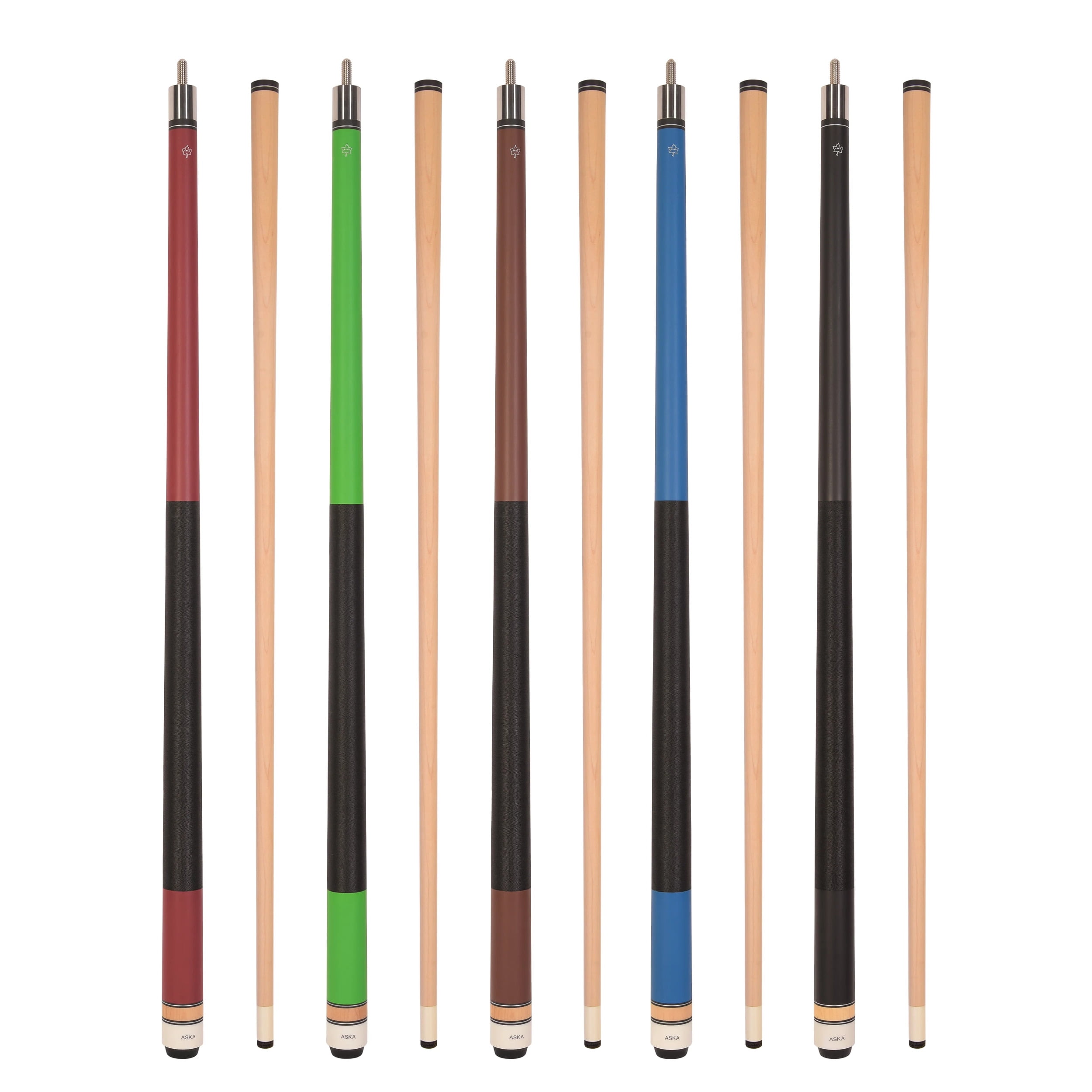 Set of 5 Aska Matte L2 Billiard Pool Cues, 58 Hard Rock Canadian Maple ...