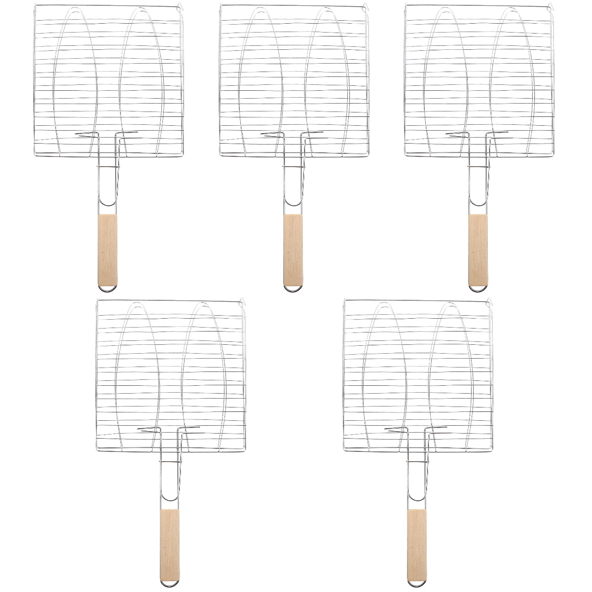 Set of 5 Barbecue Fish Holder Pans BBQ Net Lock Food Grill Tool 43 ...