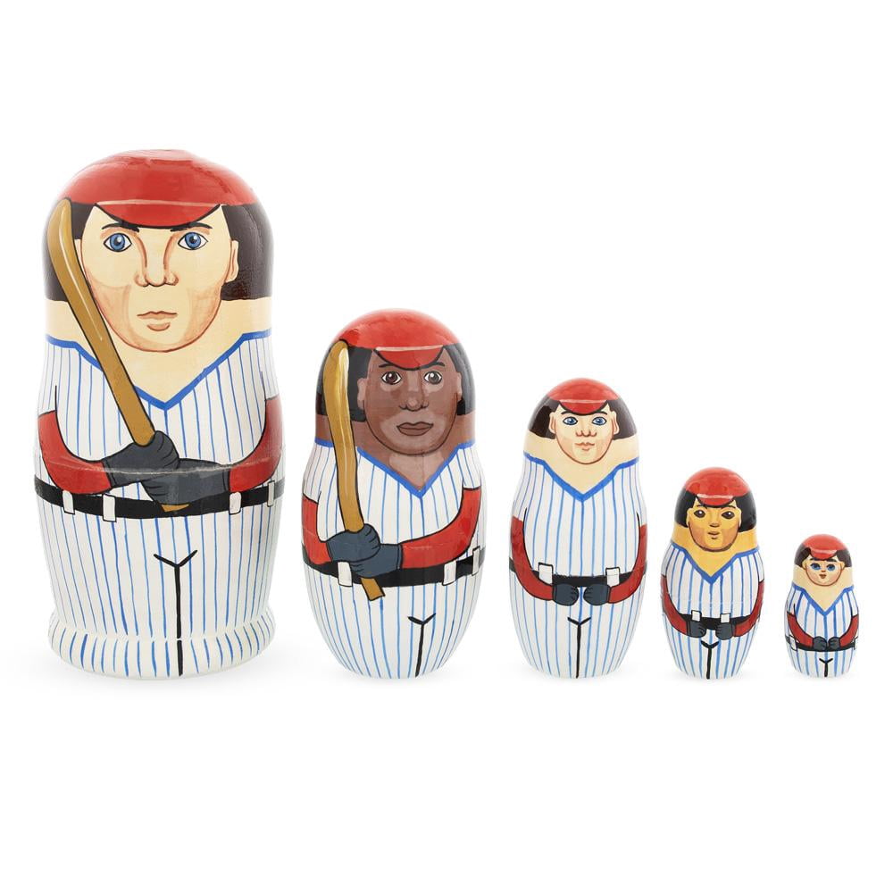 Set of 5 Baseball Wooden Nesting Dolls 6 Inches - Walmart.com