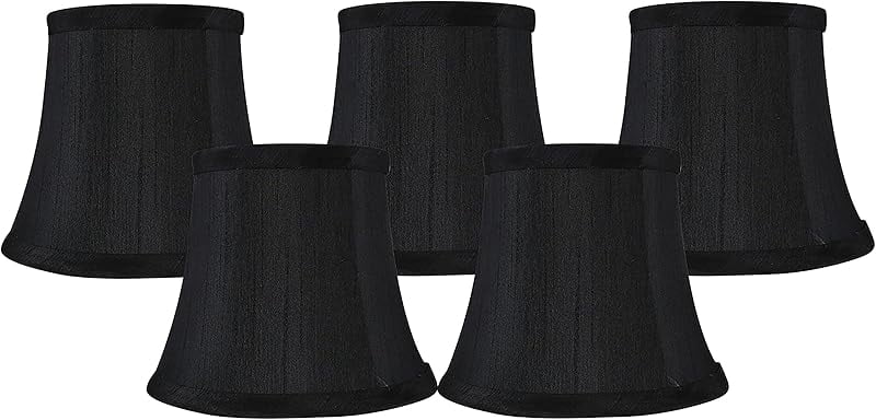 Set of 5 Black Faux Silk Chandelier Lamp Shades – Softback Bell Shape ...