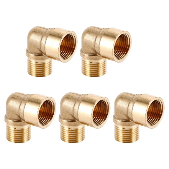 Set of 5 Brass Threaded Elbows Brass Angle Connectors Plumbing Elbows set Simple Installation ...