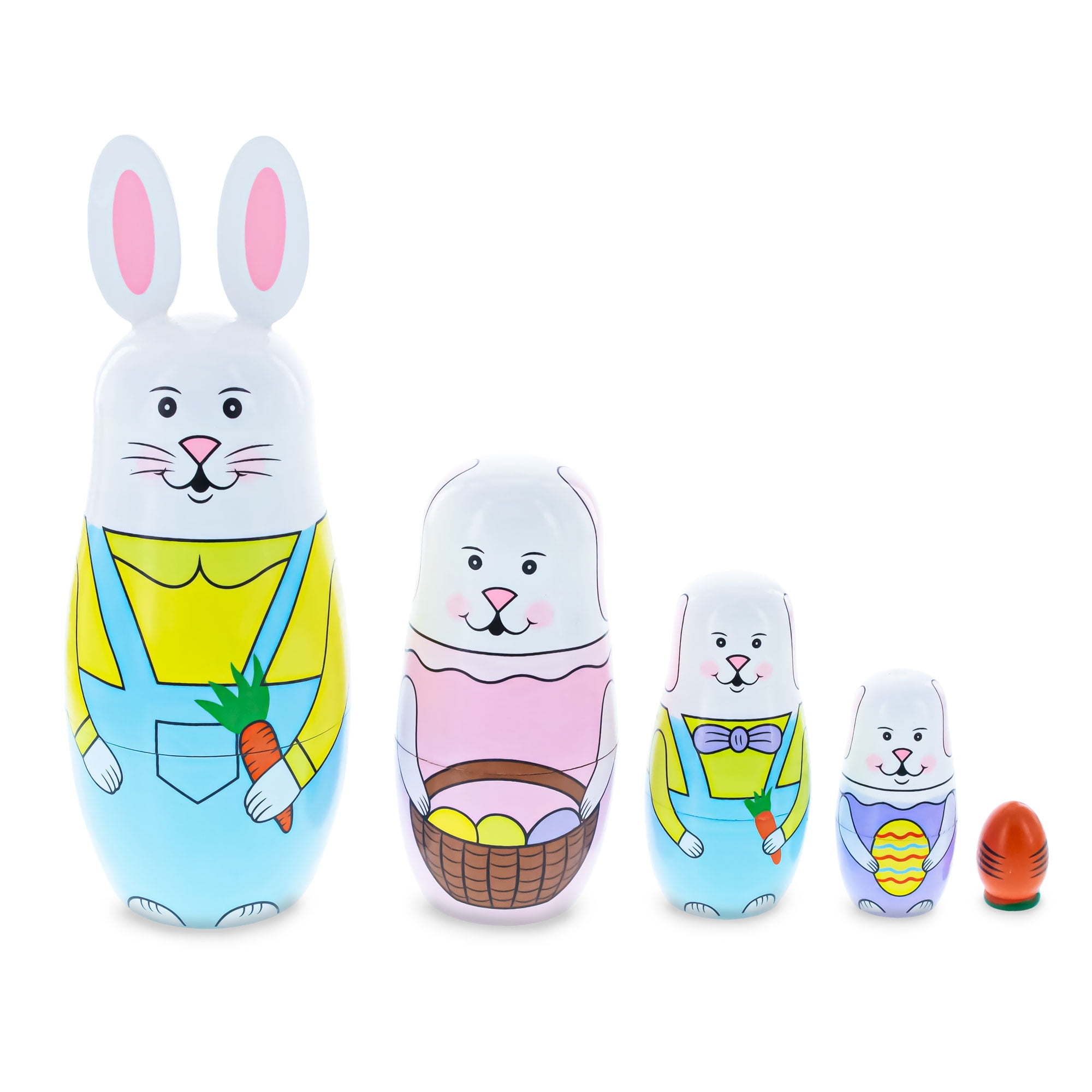 Set of 5 Bunnies Wooden Nesting Dolls 7 Inches Tall - Walmart.com