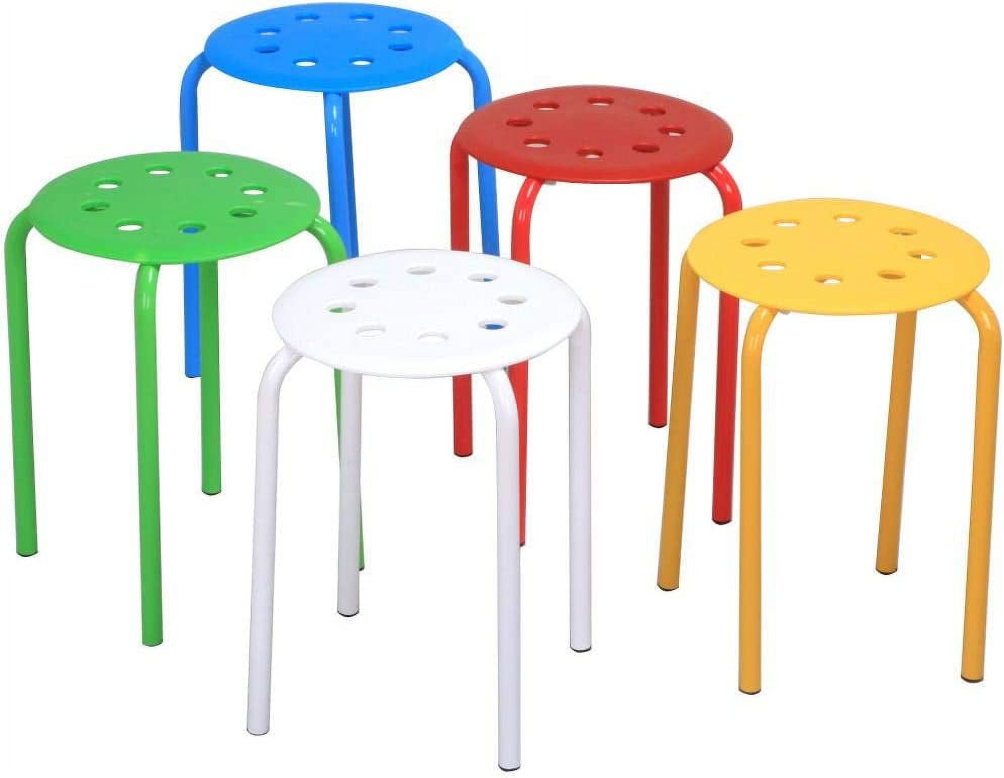 Set of 5 Classroom Stackable Stools Plastic Stack Stools Blue/Green/Red ...
