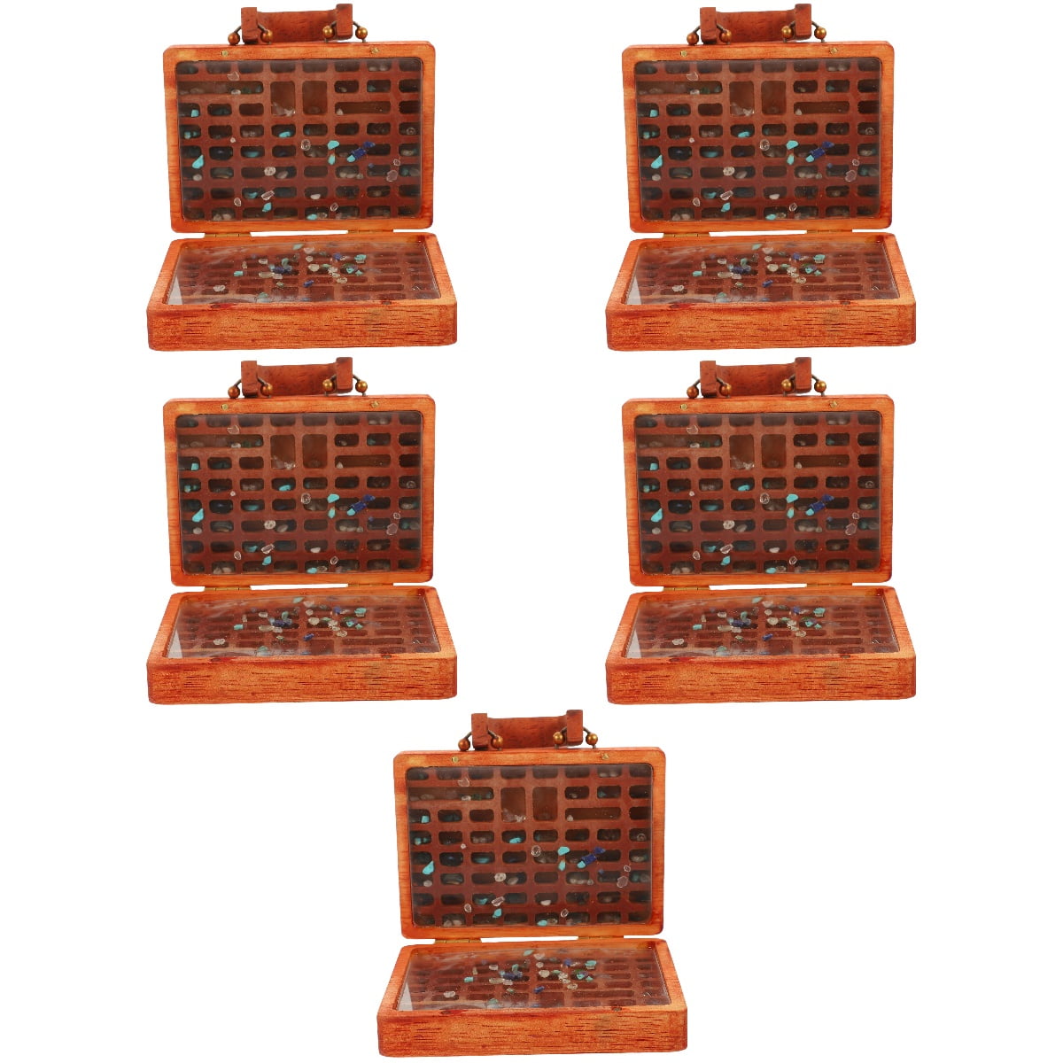 COMPUKAS 5 Piece Crystal Display Case Bins Foldable Basket Brown ...