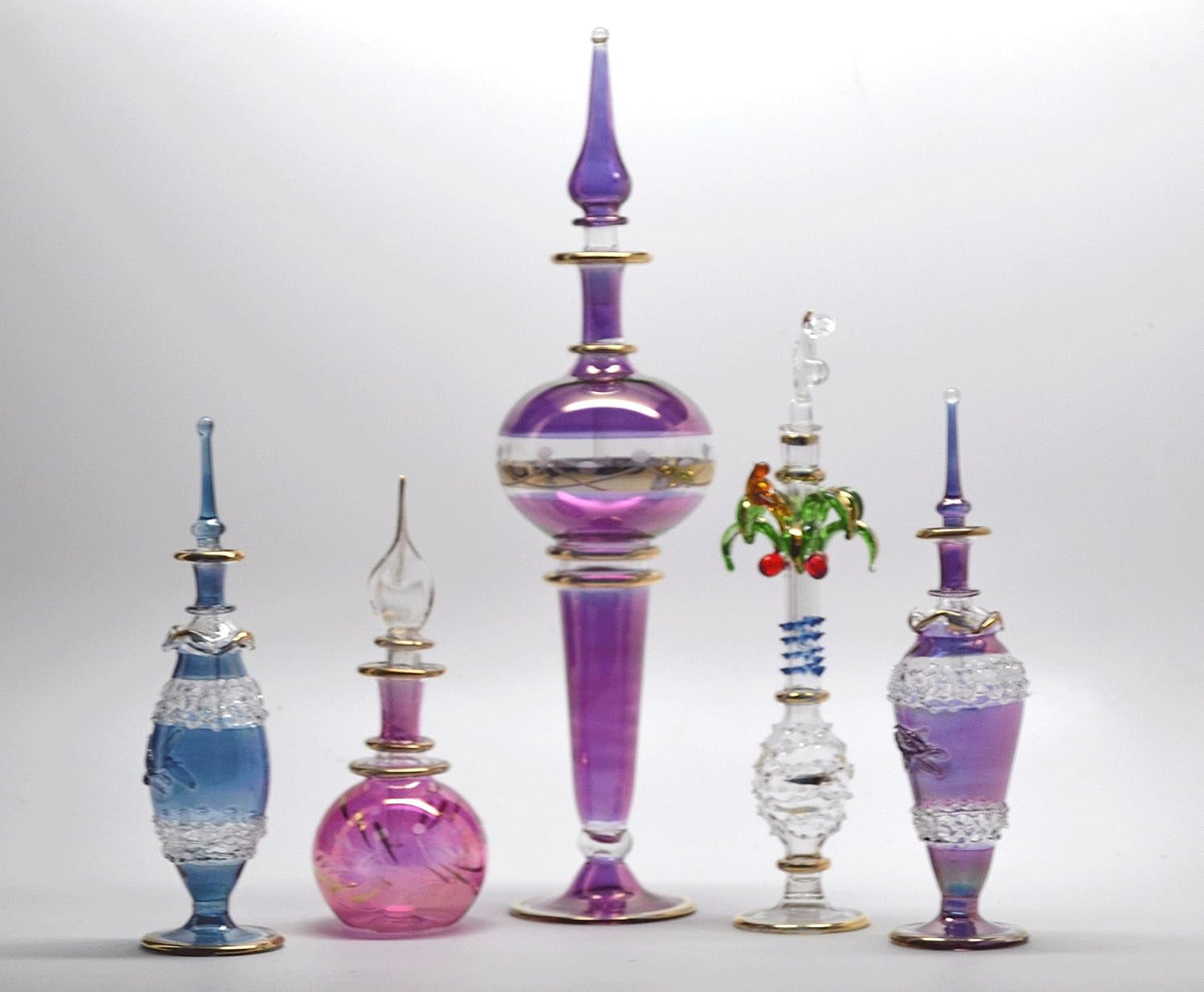 Set of 5 Egyptian Perfume Glass Bottles (NEFERTITI COLLECTION ...