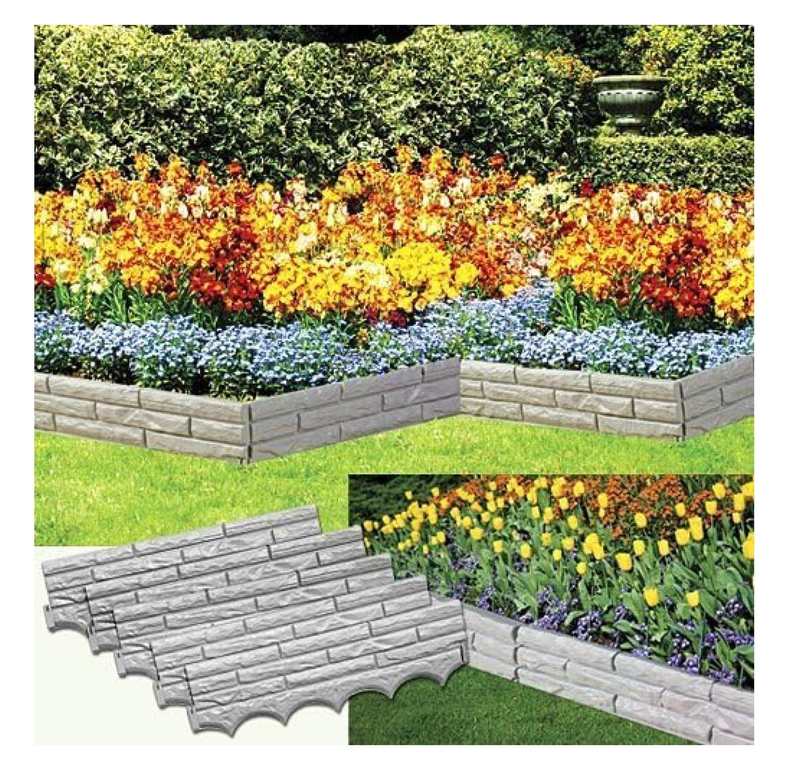 Set of 5 Faux Stone Sectioned Weather Resistant Garden Walls - Walmart ...
