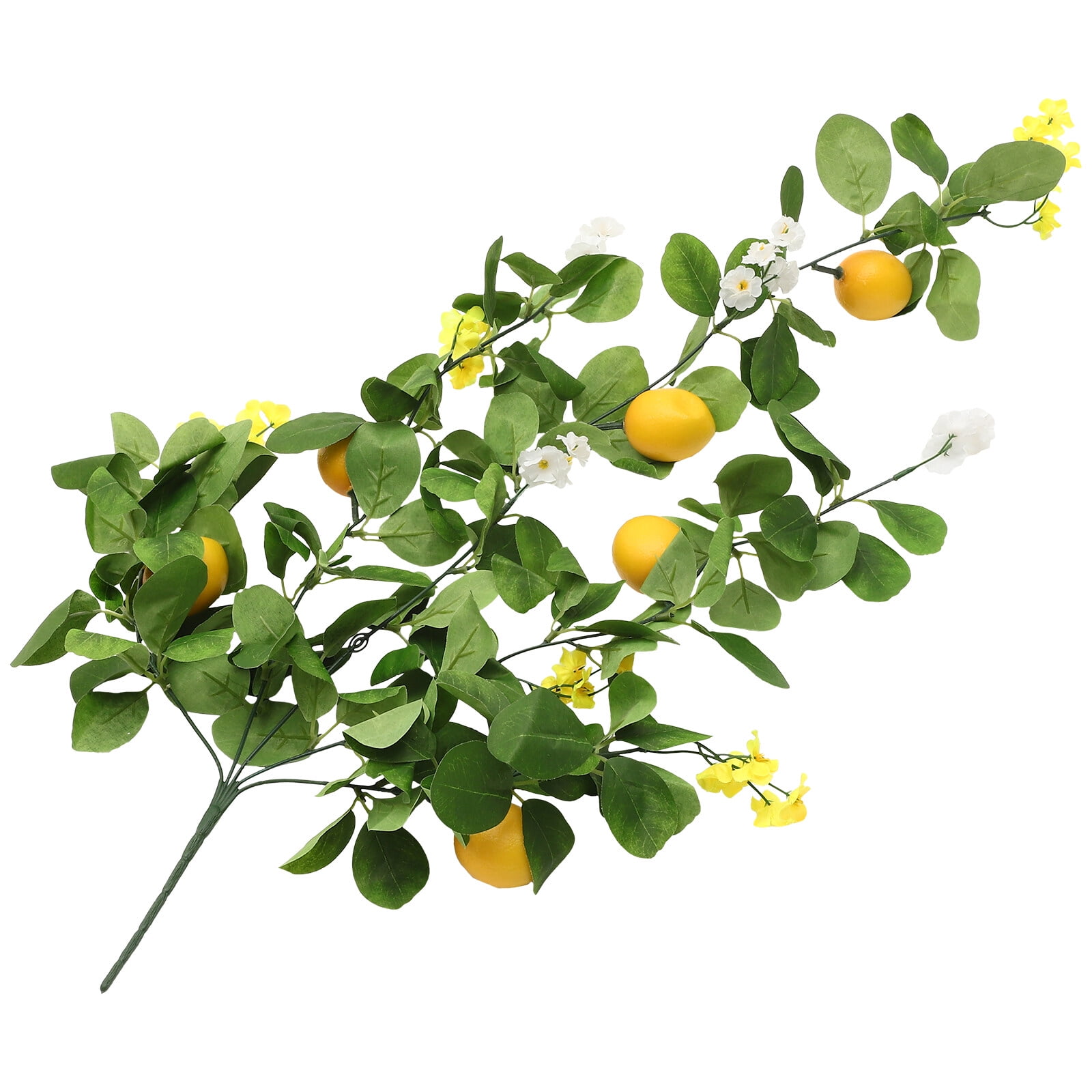 Set of 5 Faux Wall Hanging Lemon Fake Stem Artificial Greenery Plants ...