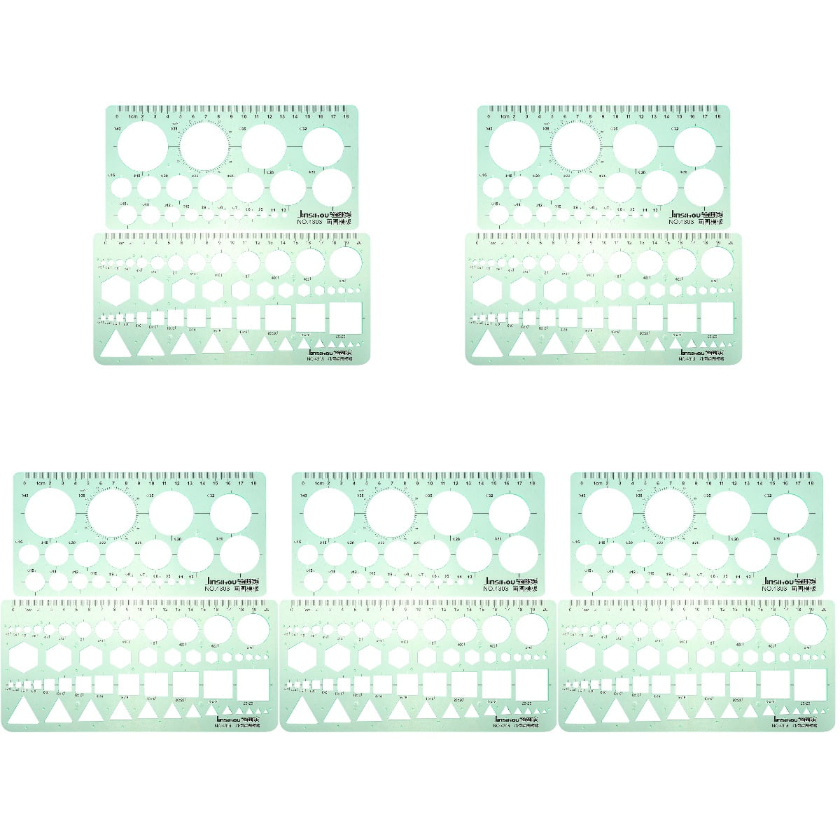 Set of 5 Geometry Measurement Template Shape Stencils Circle Drawing ...