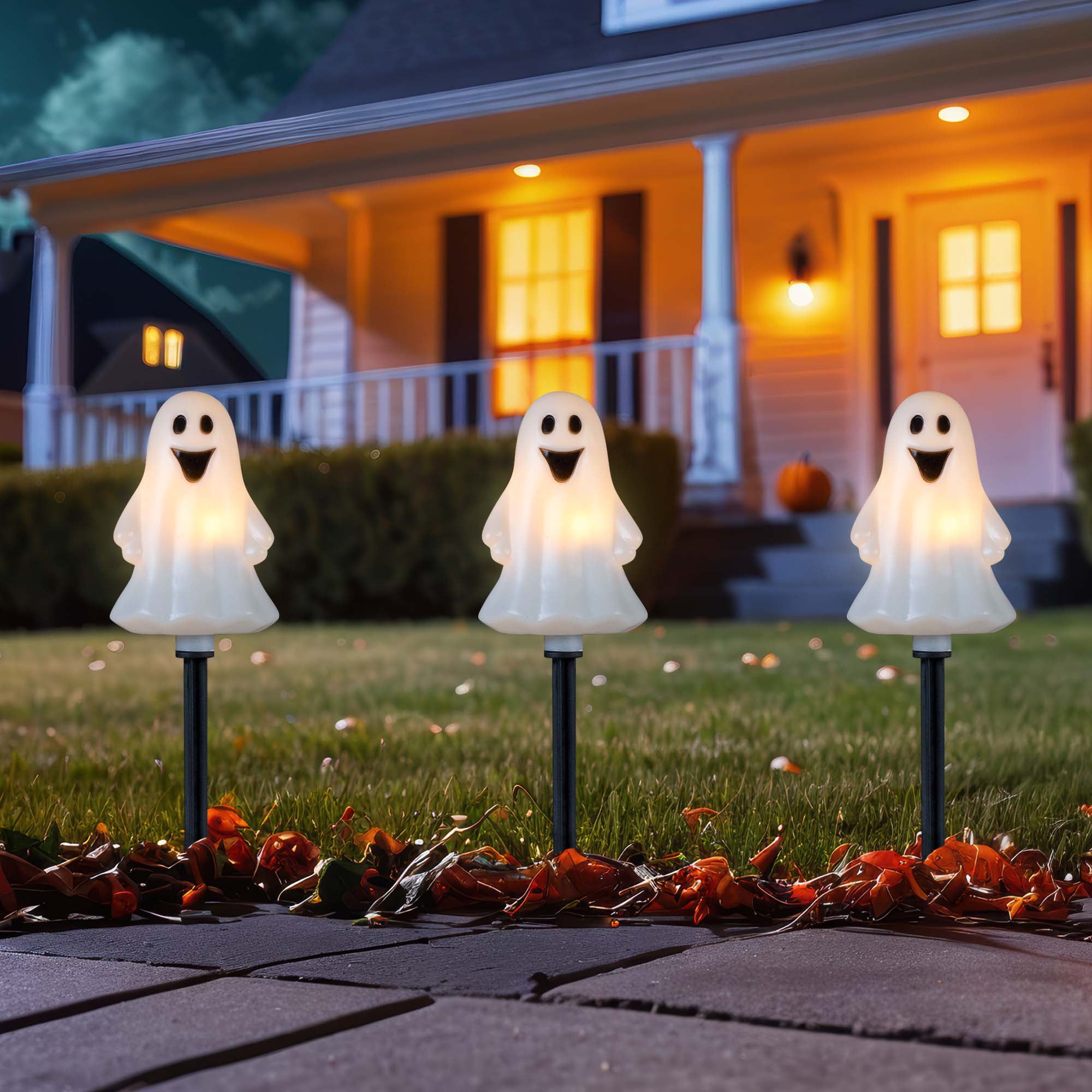 Northlight Lighted Ghost Shaped Halloween Outdoor Pathway Markers - 13 ...