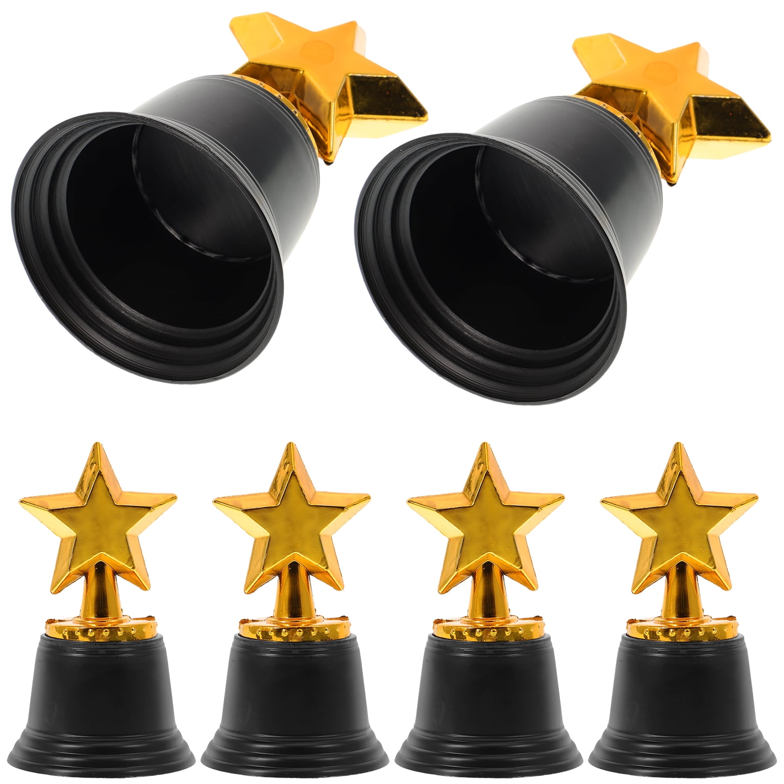 Set of 5 Gold Star Award Trophy Plastic Party Trophies Staff Work ...