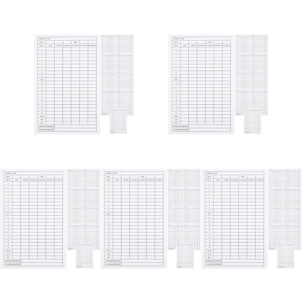 Set of 5 Golf Scorecard Baseball Scorebook Portable Coated Paper ...
