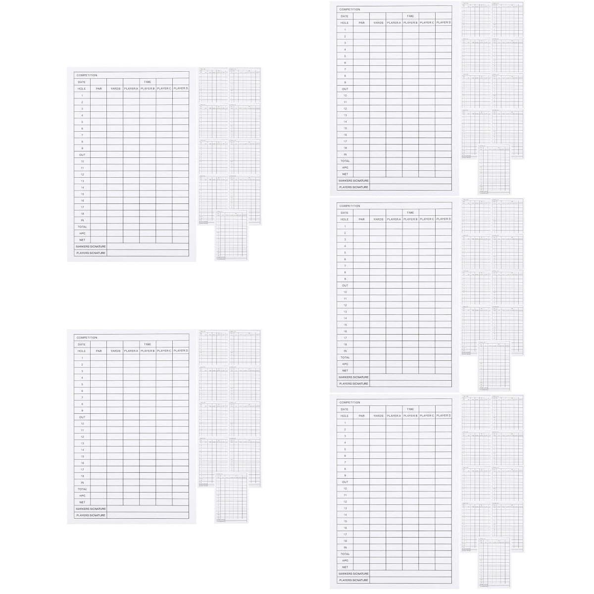 Set of 5 Golfs Scorecards Paper for Outdoor Book Board White - Walmart.com