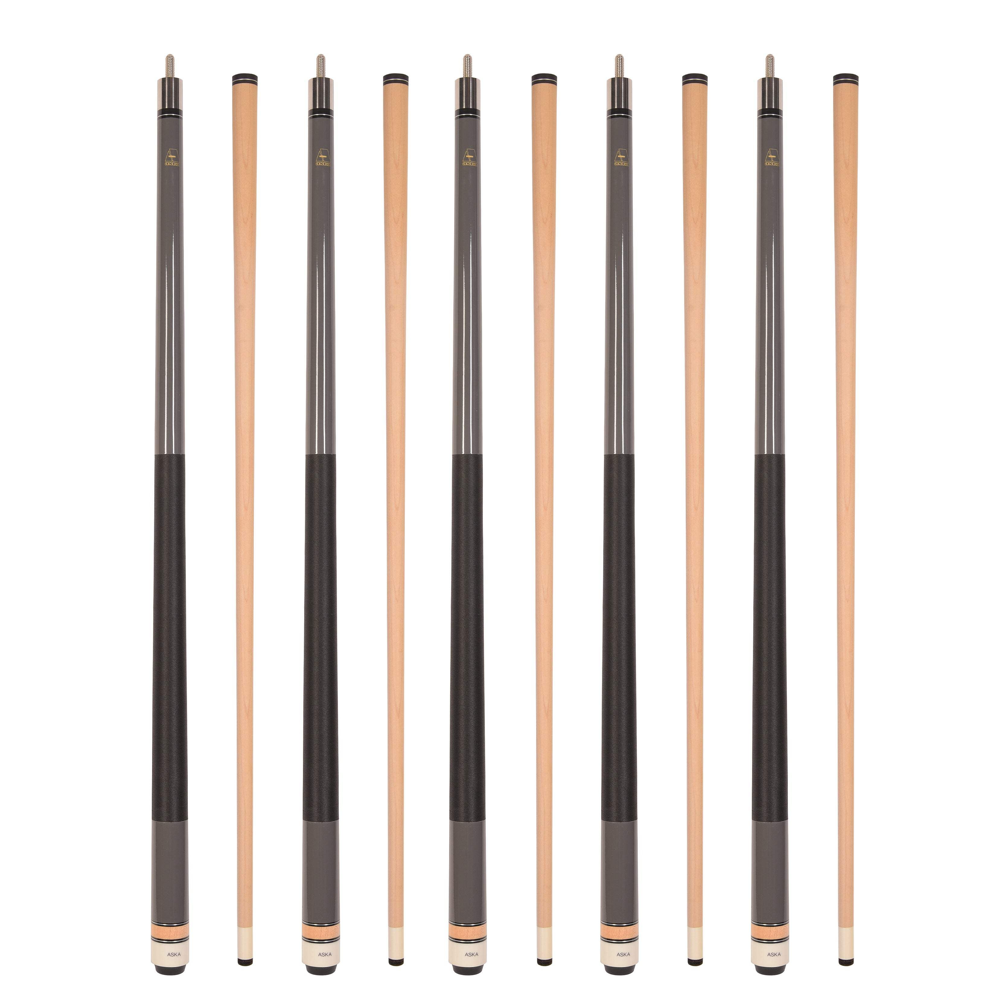 Set of 5 Grey Aska L2 Billiard Pool Cues, 58" Hard Rock Canadian Maple ...