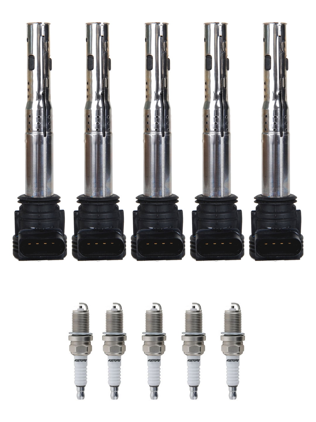 Set of 5 ISA Ignition Coils and Autolite Spark Plugs Compatible with ...