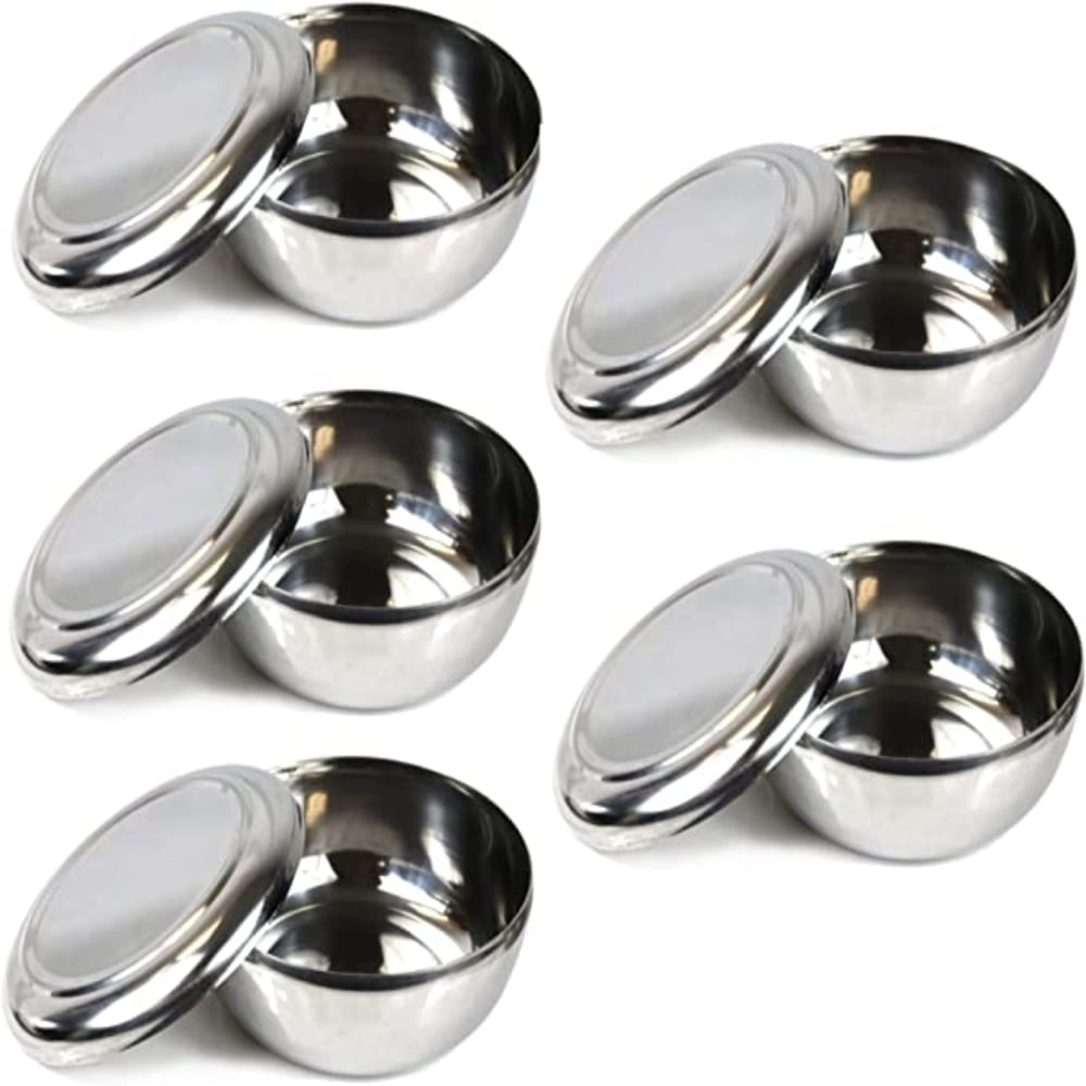Set of 5, Korean Stainless Steel Rice Bowl with Lid Set, Korean Kitchen ...