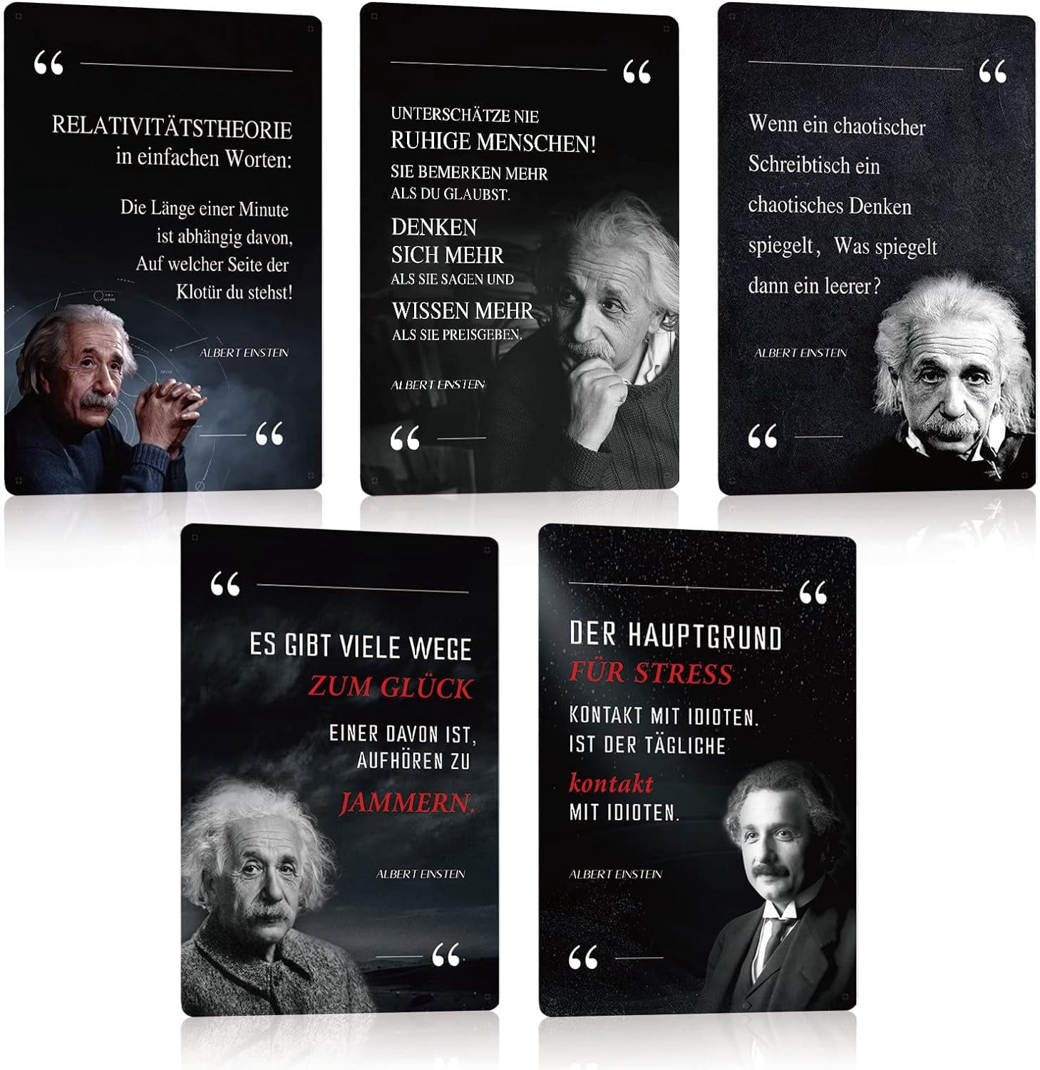 Set of 5 Metal Signs Albert Einstein Sayings Retro Sign Saying Wall ...