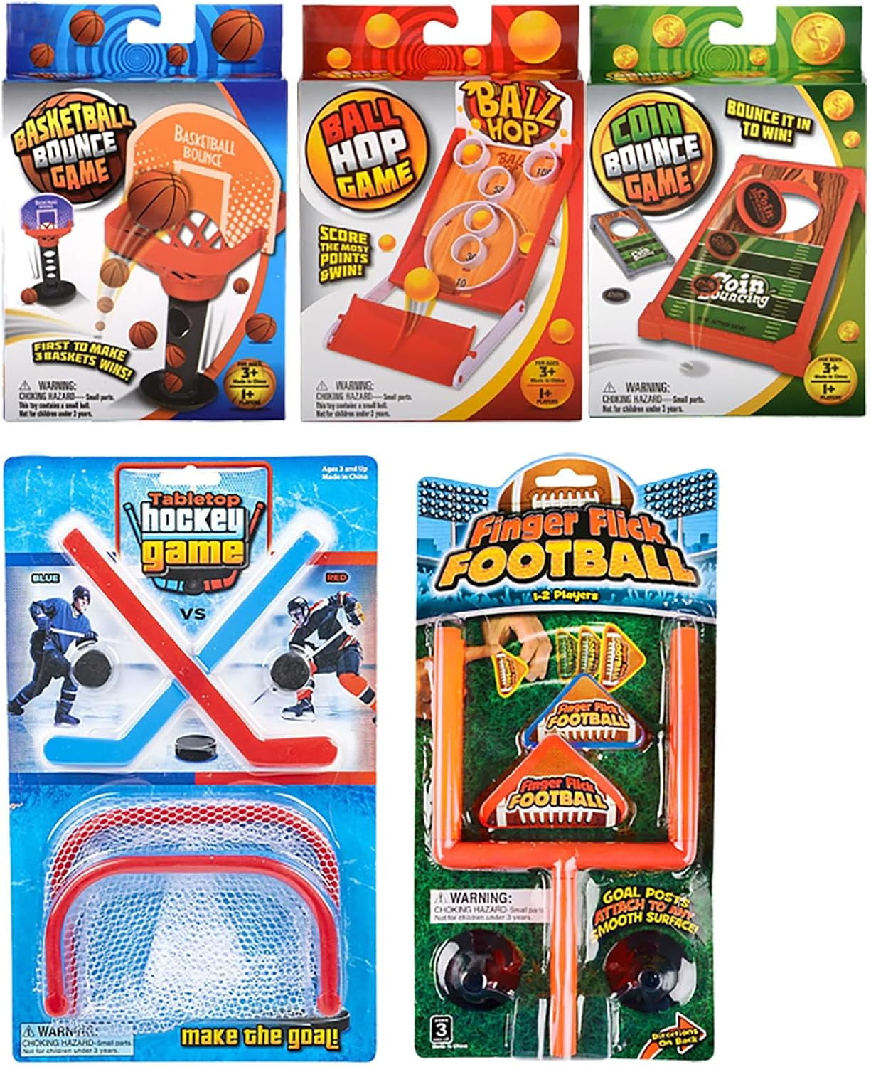 Set of 5 Mini Tabletop Games - Football, Basketball, Hockey, Ball Hop ...