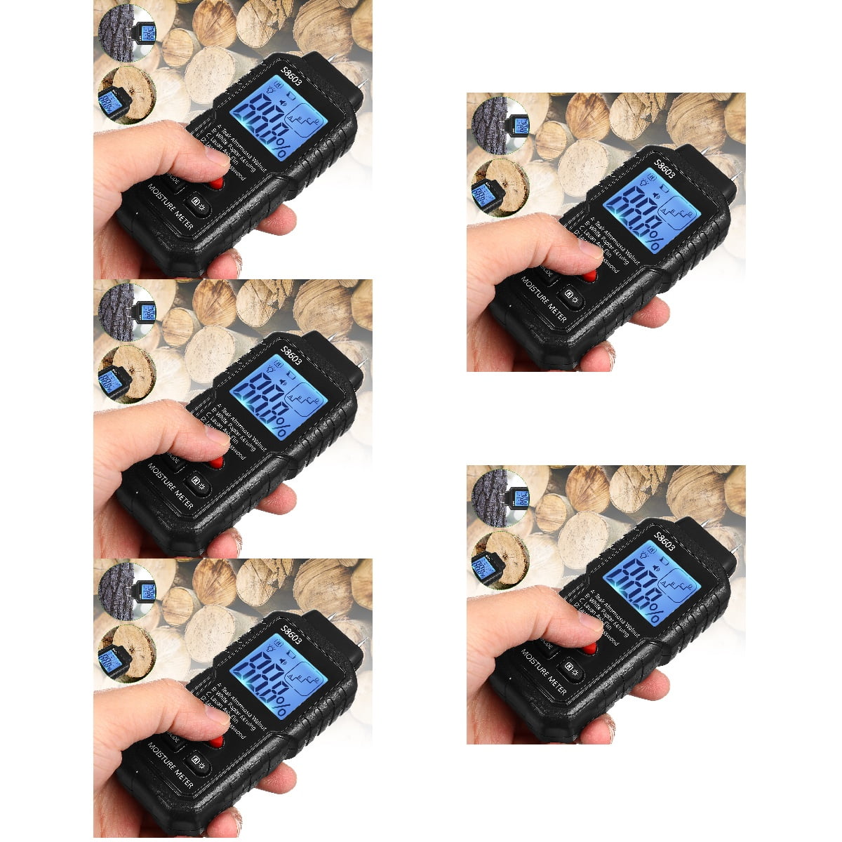 Set of 5 Moisture Tester Mold Detector Sensor Firewood Meter Humidity ...