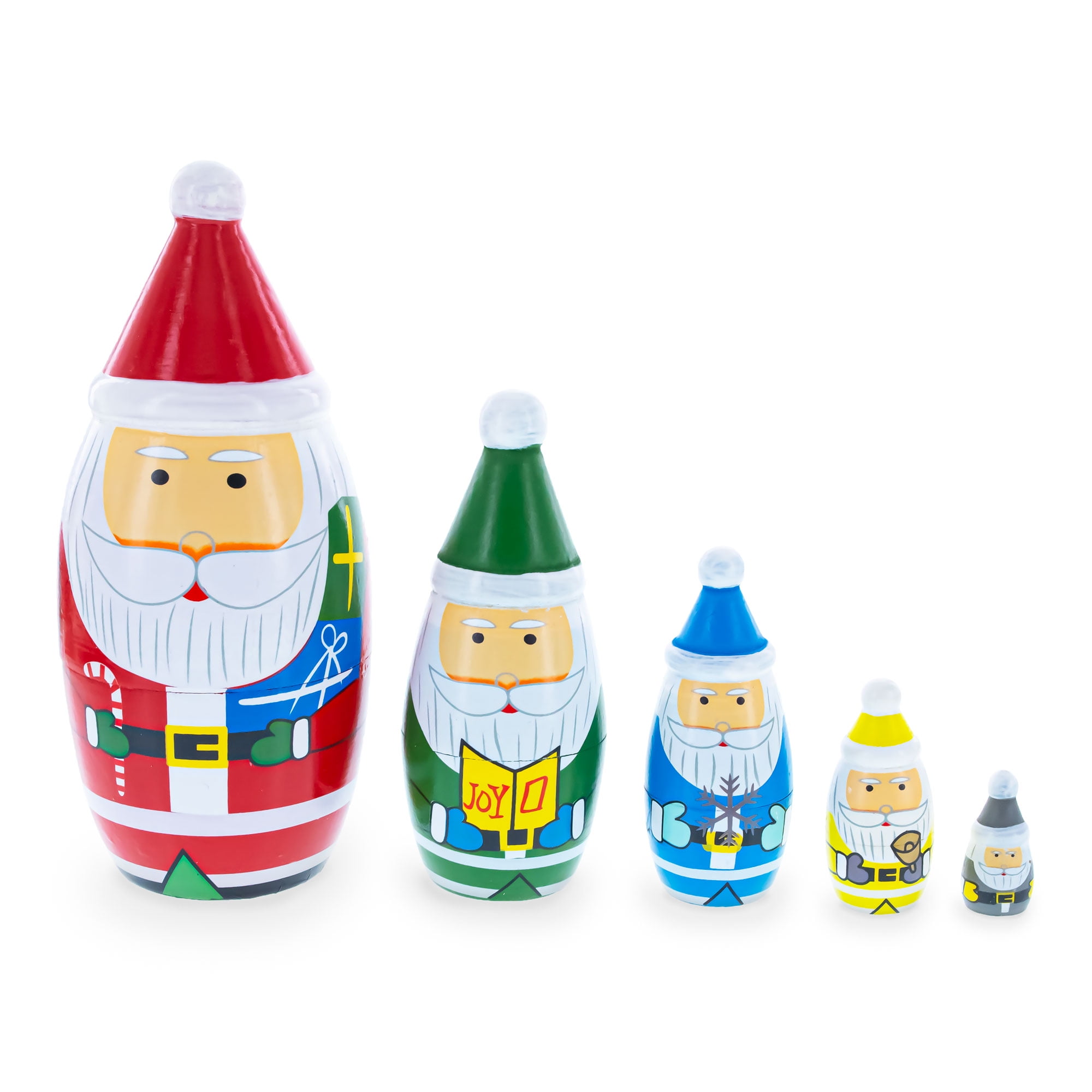 BestPysanky Set of 5 Hand Painted Santa Nesting Dolls, Christmas Tree ...