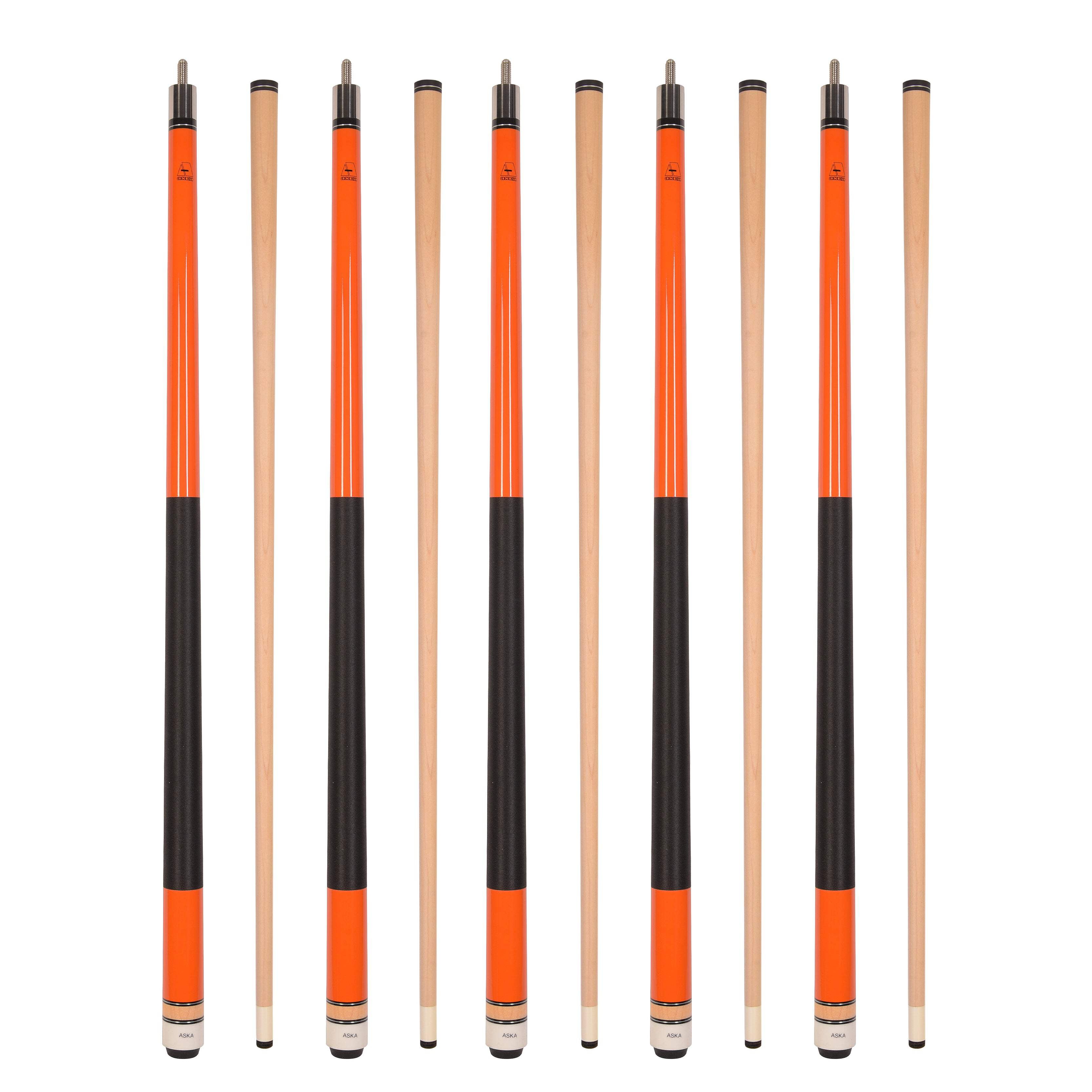 Set of 5 Orange Aska L2 Billiard Pool Cues, 58" Hard Rock Canadian ...