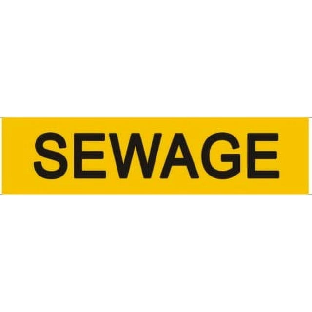 Set of 5 PCS - Pipe Marking- Sewage Label Sign (Sticker,Yellow, 2x8 ...