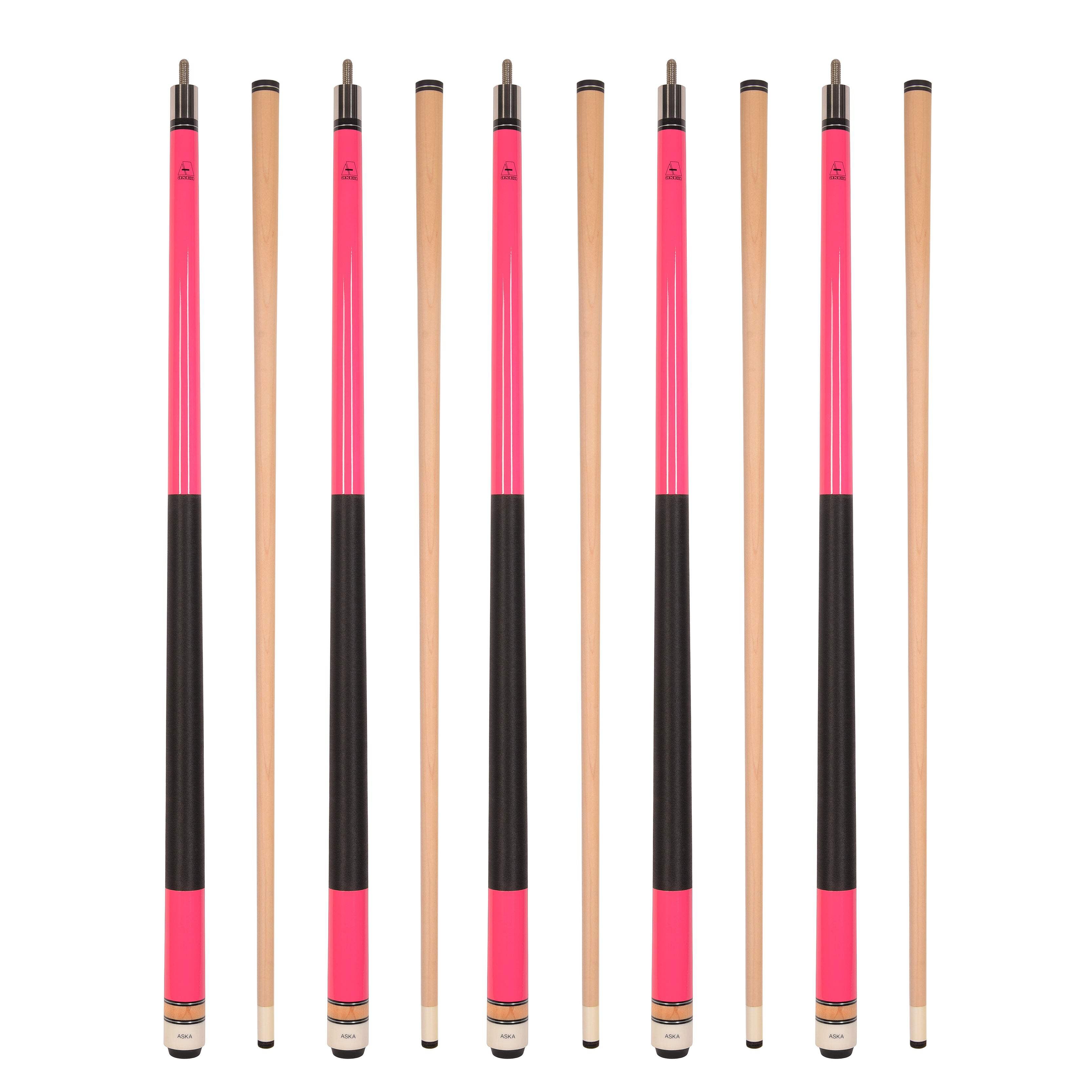 Set of 5 PINK Aska L2 Billiard Pool Cues, 58" Hard Rock Canadian Maple ...