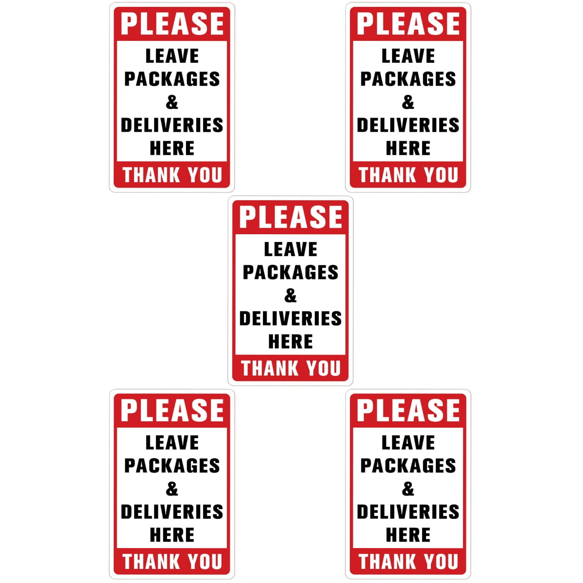 Set of 5 Package Sticker Label Leave Here Reminder Flat Surface ...