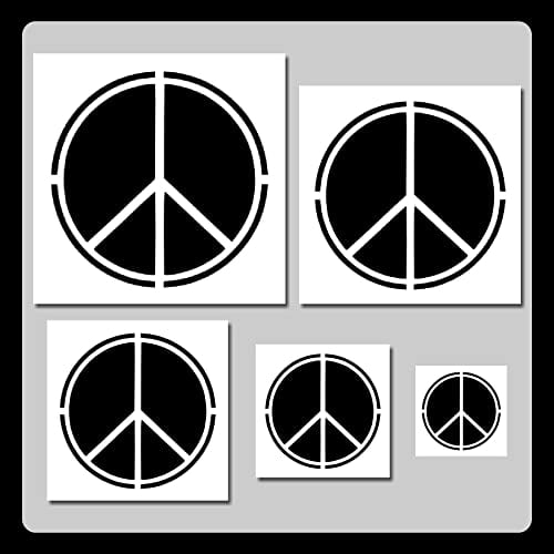 Set of 5 Peace Sign Symbol Reusable Craft Stencils 1 Through 5 inches ...
