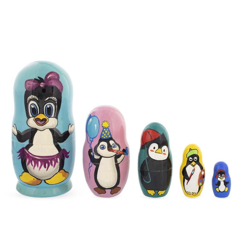 Set of 5 Penguins Wooden Nesting Dolls 6 Inches - Walmart.com