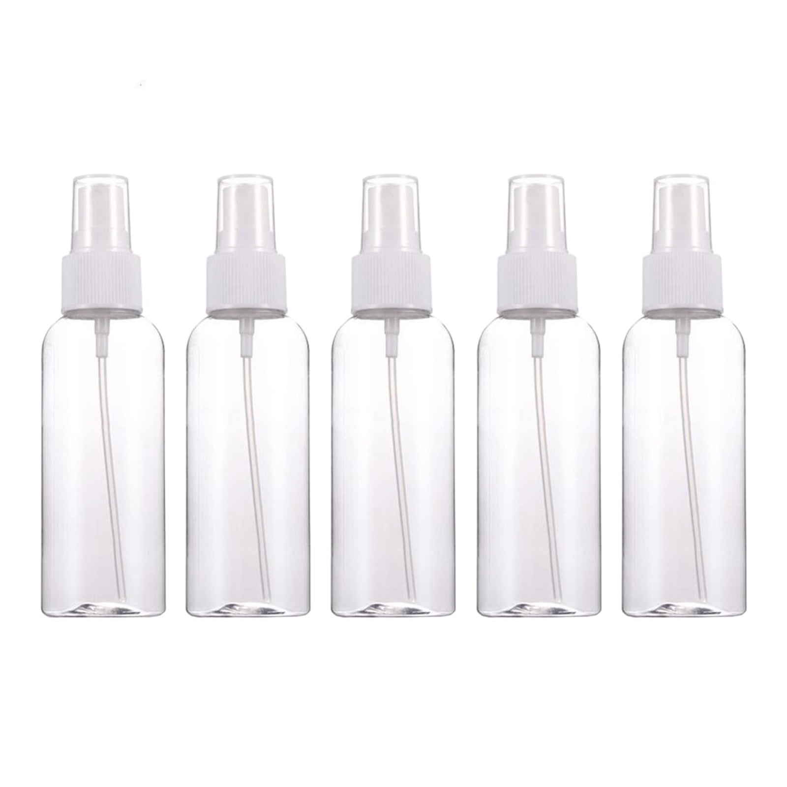 Set of 5 Refillable Clear Plastic Spray Bottles 100ml Travel Size for Essential Oils, Cleaning ...