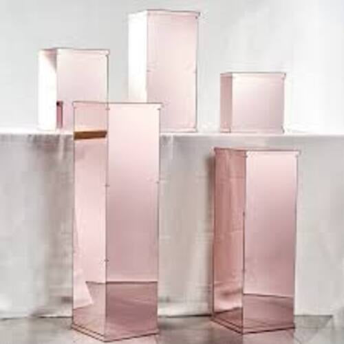 Set of 5 Rose Gold Mirror Finish Acrylic Display Boxes, Pedestal Risers ...
