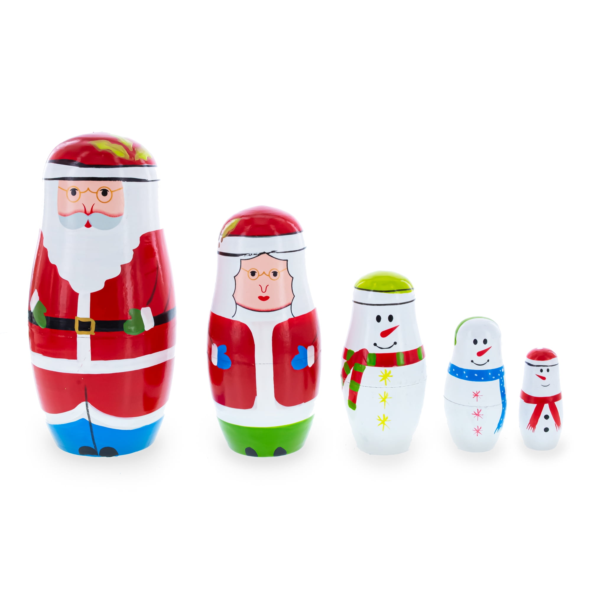 Set of 5 Santa and Snowmen Wooden Nesting Dolls 5.5 Inches - Walmart.com
