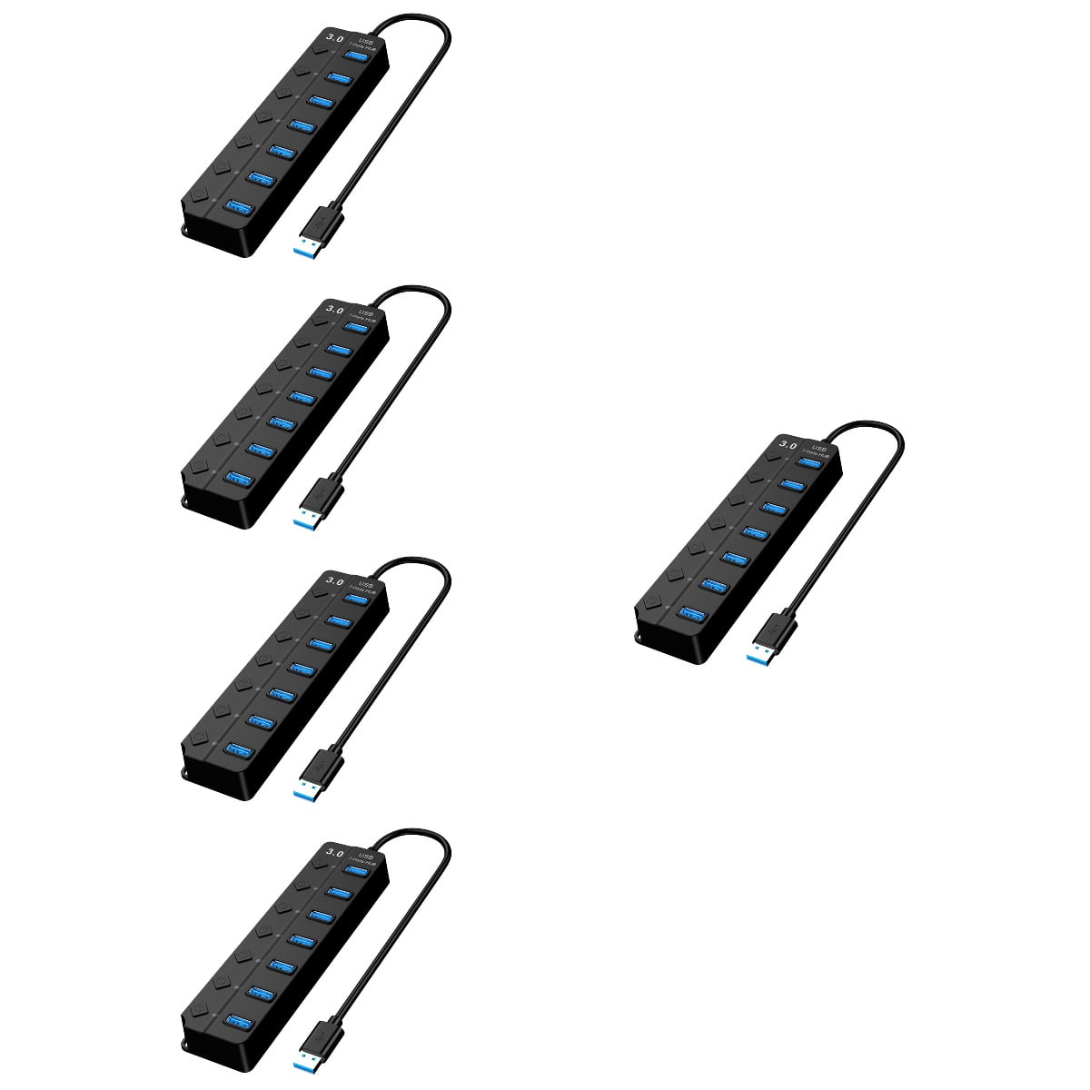 Set of 5 Seven Port Expander Double Adapter Adapters Travel Black ...