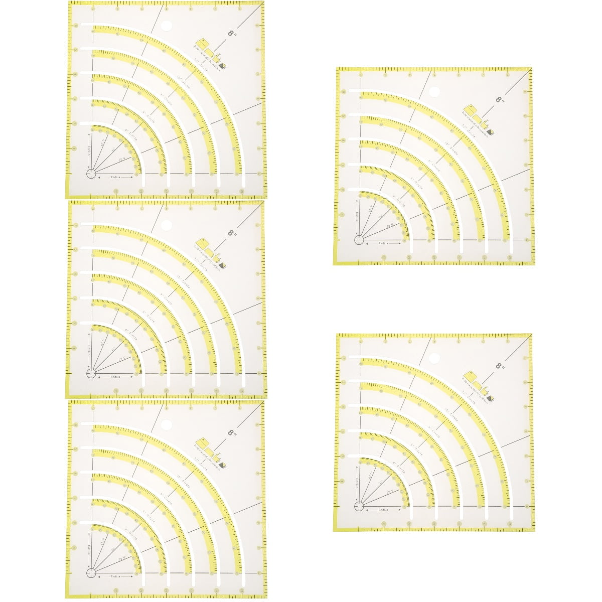 Set of 5 Sewing Templates Machine Slotted Ruler Quilting for Cutting ...