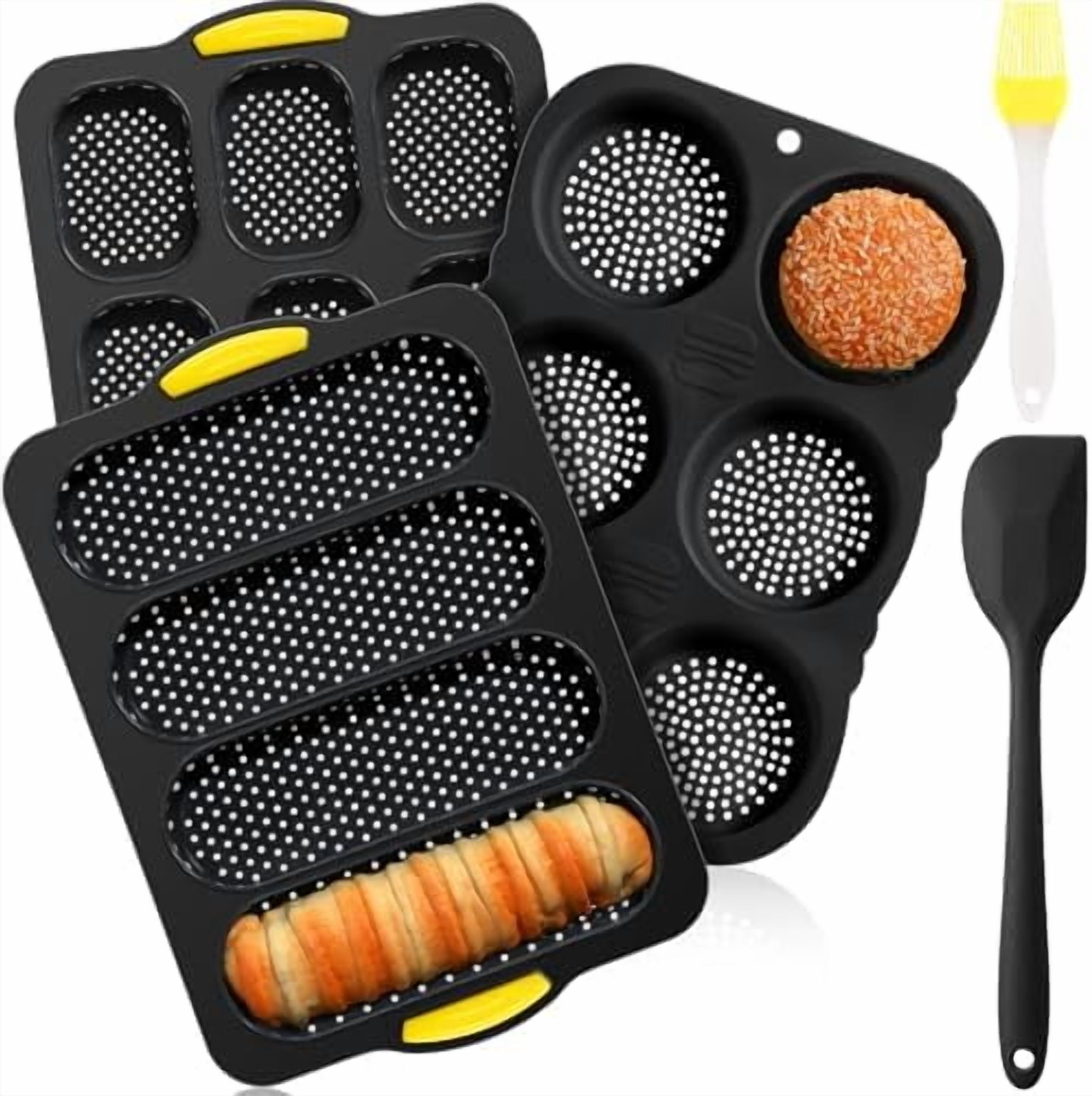 Set of 5 Silicone Hamburger Bun Mold – Baking, Microwave Safe – Home ...