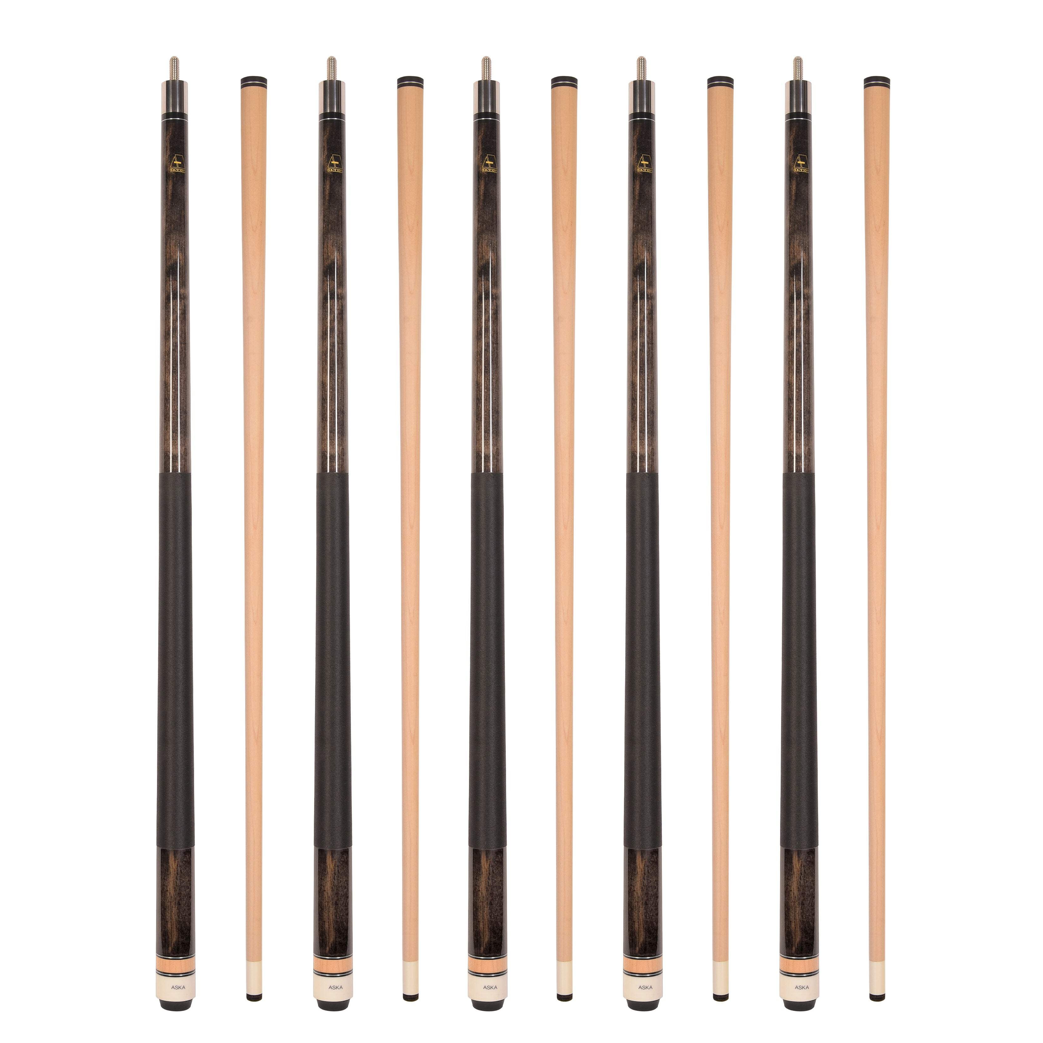 Set of 5 Smoke Aska L2 Billiard Pool Cues, 58" Hard Rock Canadian Maple ...