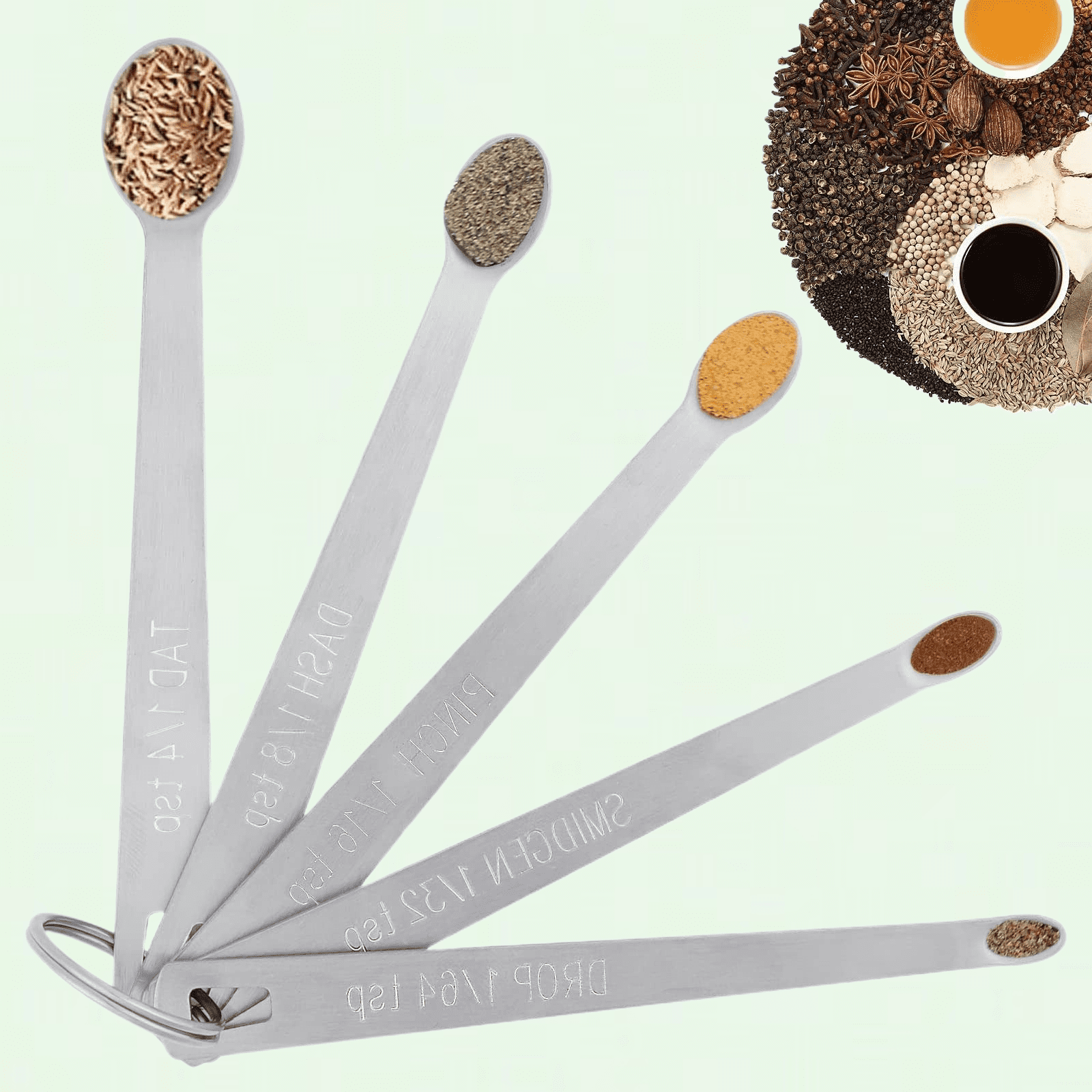 Set of 5 Stainless Steel Mini Measuring Spoons for Home Kitchen Cooking ...